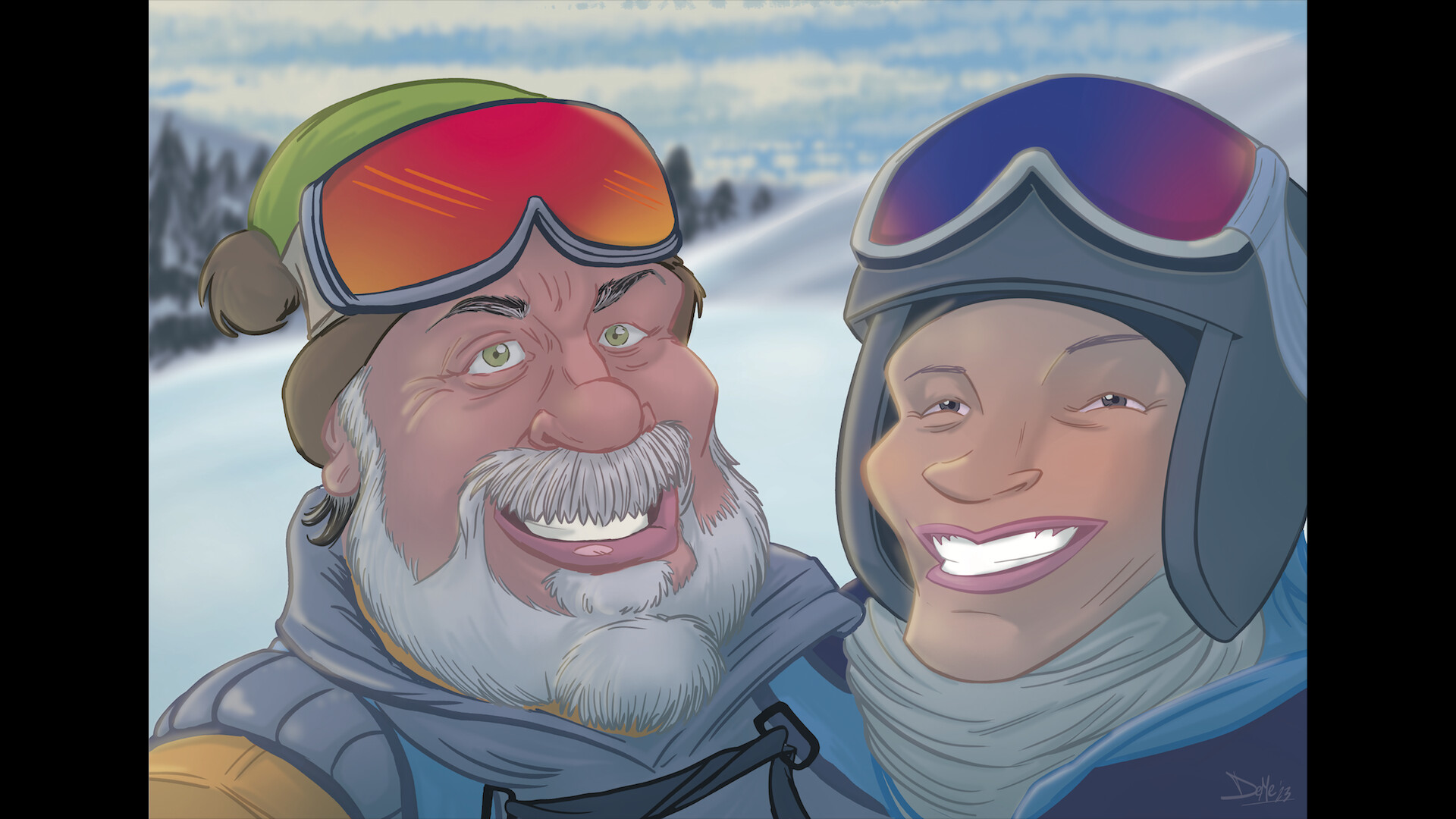 ArtStation - Couples Caricature on Snow - Commission