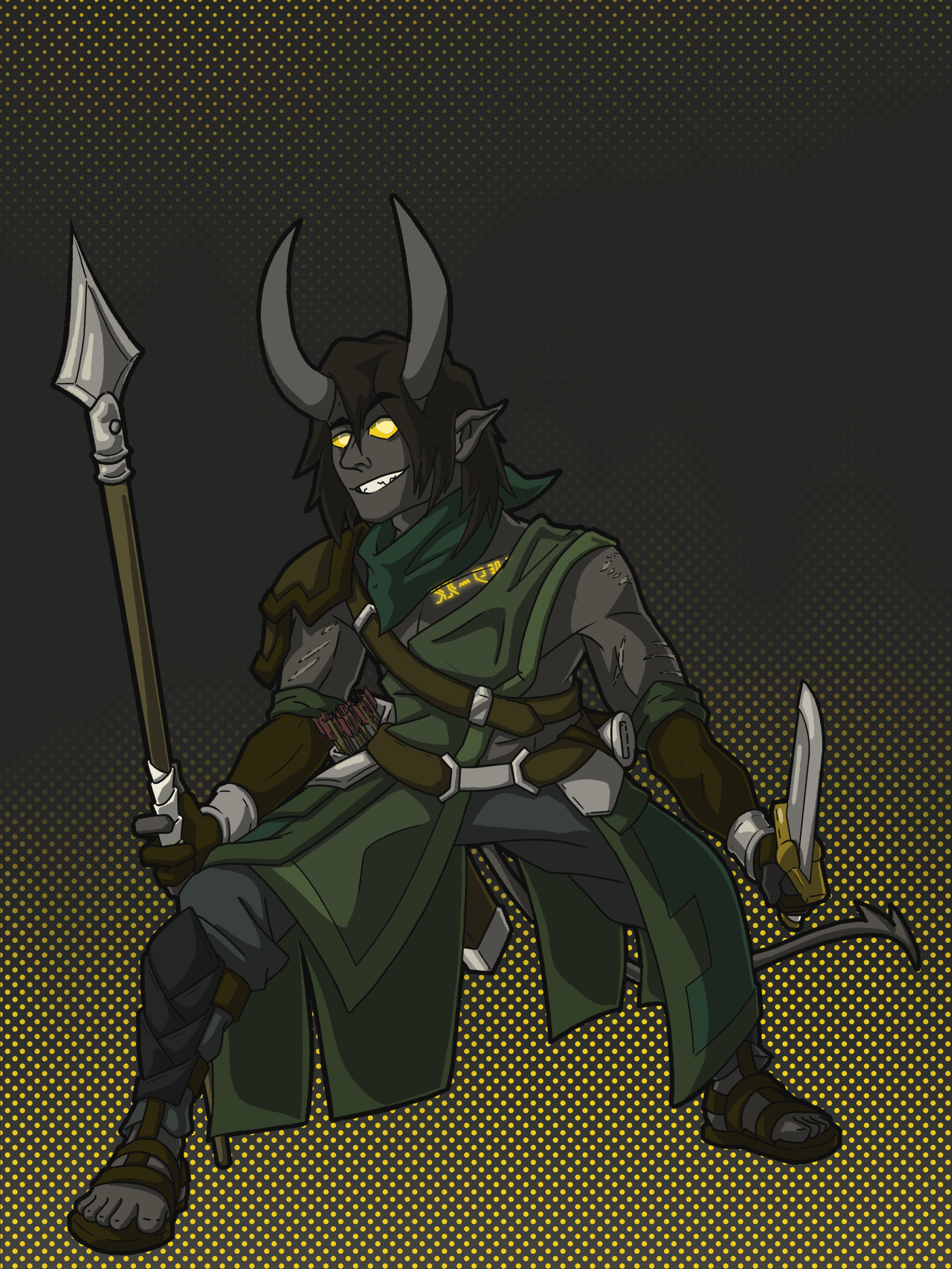 Alex Norton - Commission: Tiefling Ranger/Blood Hunter w/ Werewolf Form
