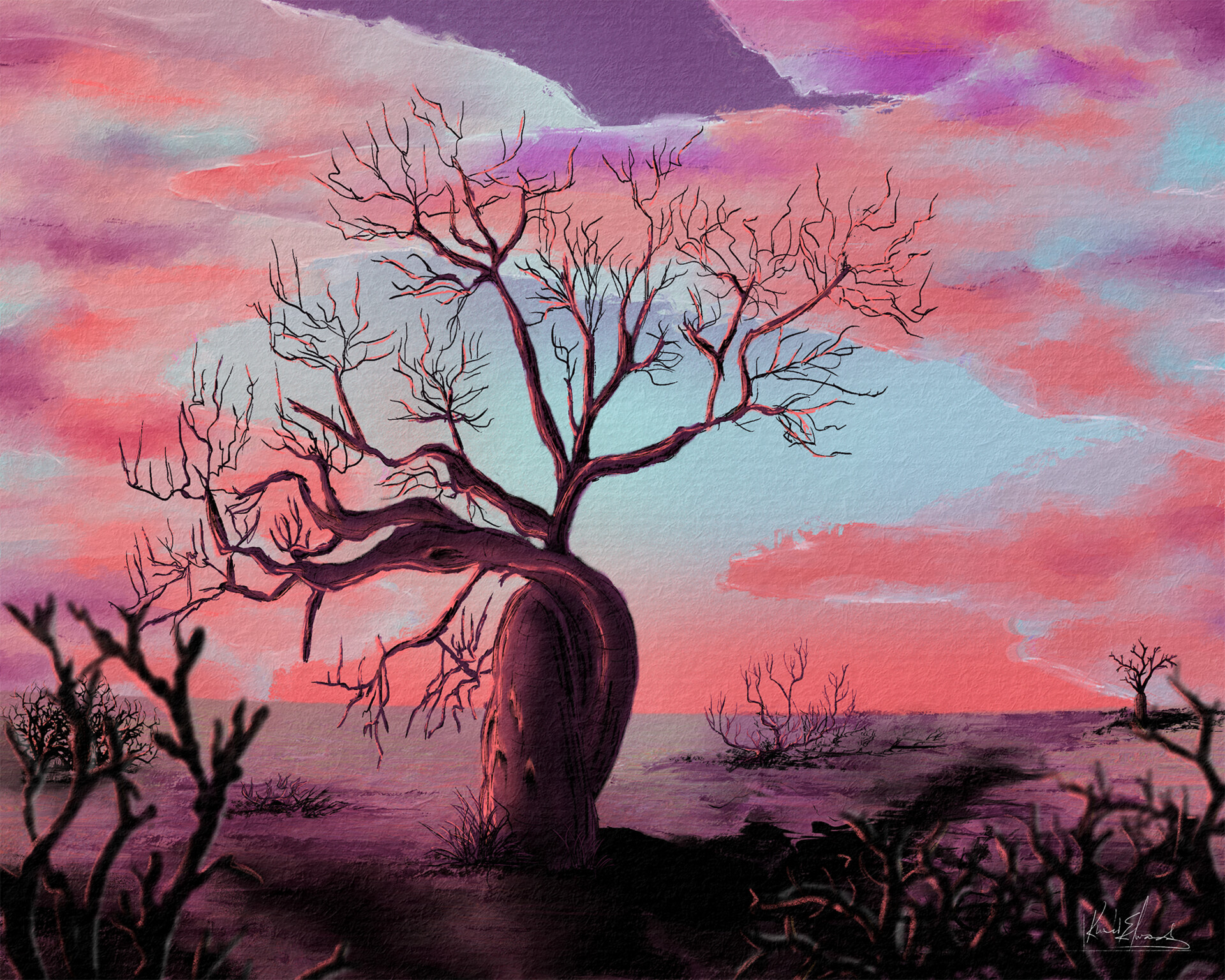 ArtStation - Baobab Tree at Sunrise