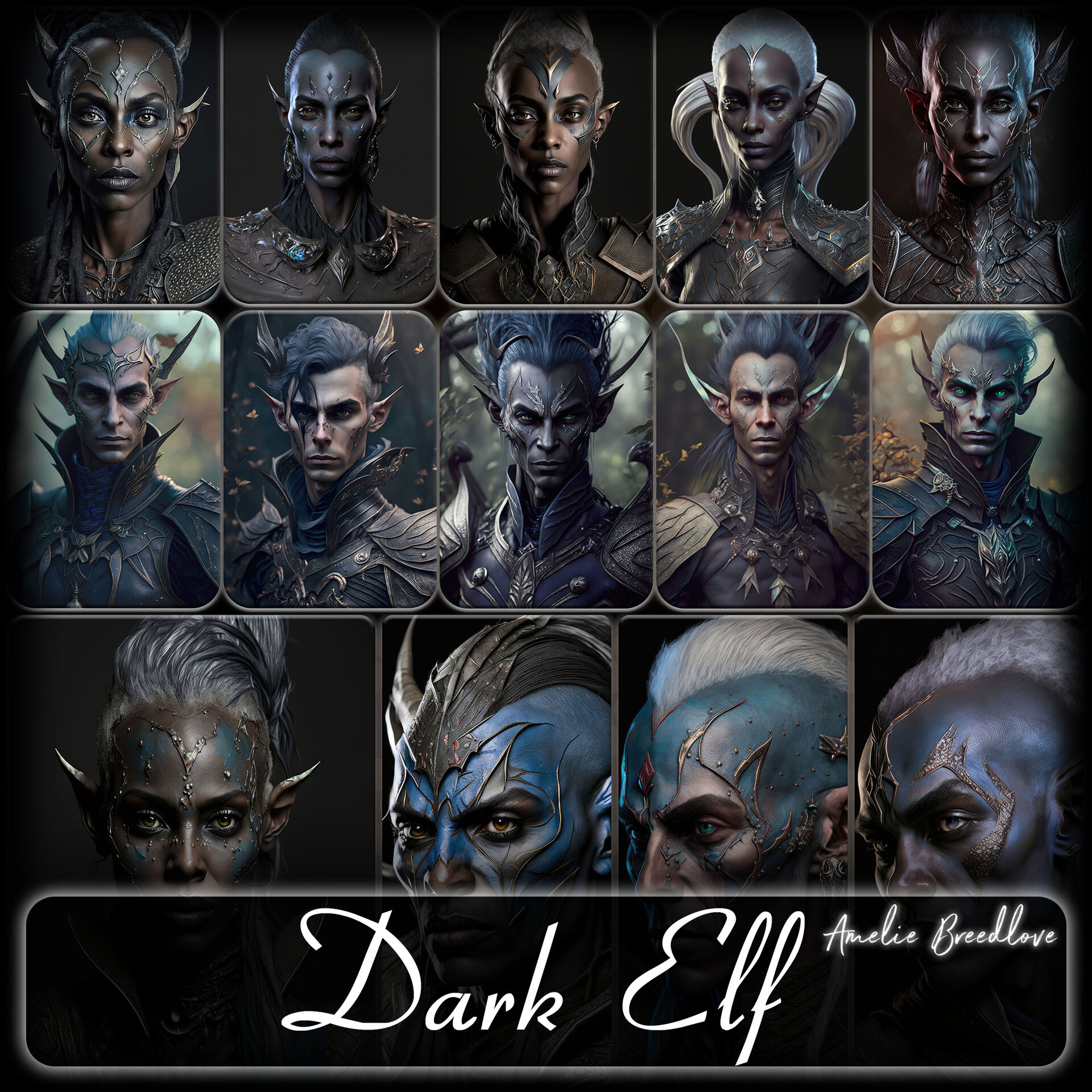 Amelie Breedlove - 100 Realistic Dark Elf Reference Pack | 8K | v.2