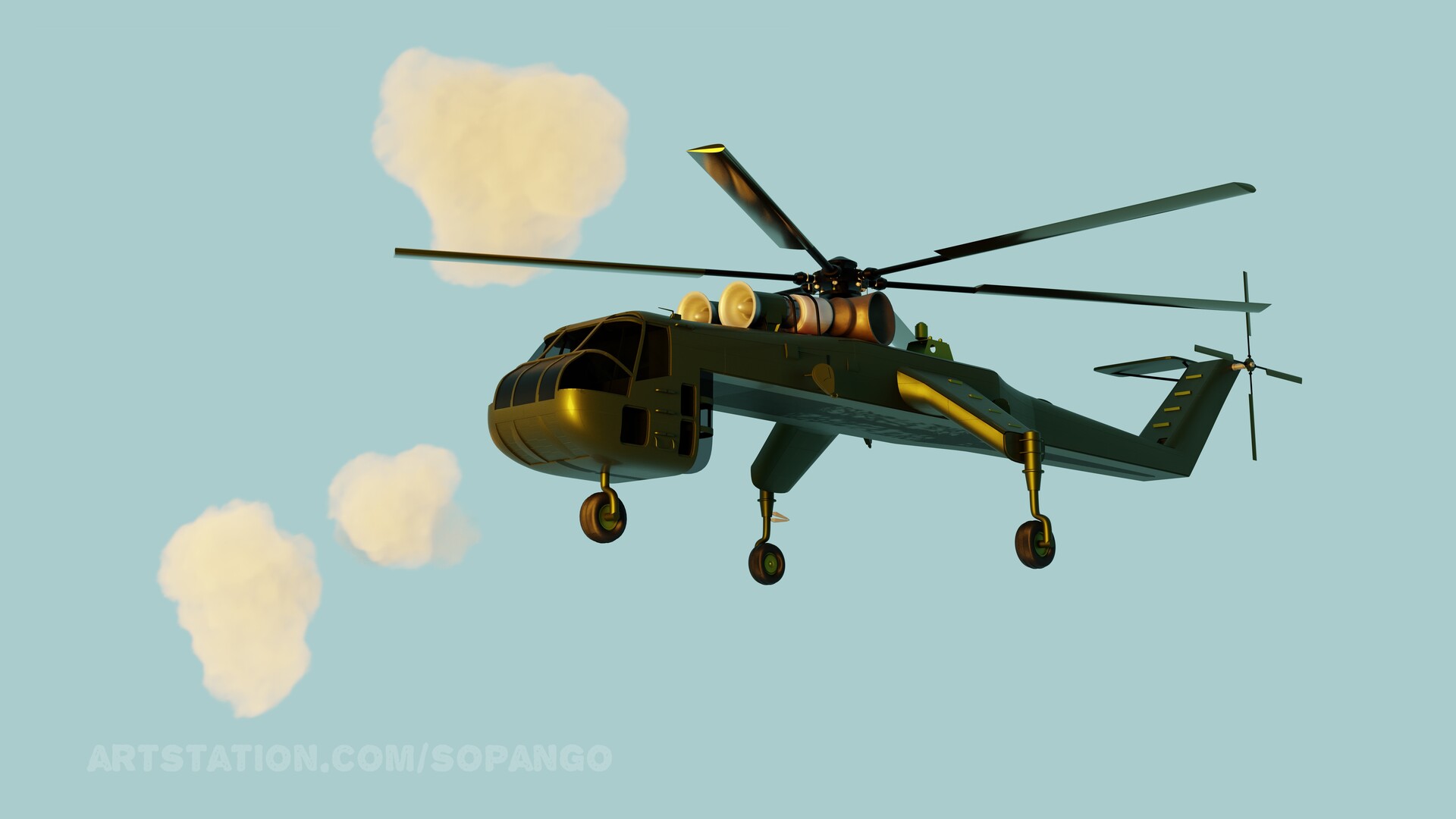 ArtStation - Sikorsky CH 54 Tarhe! Aka Skycrane.