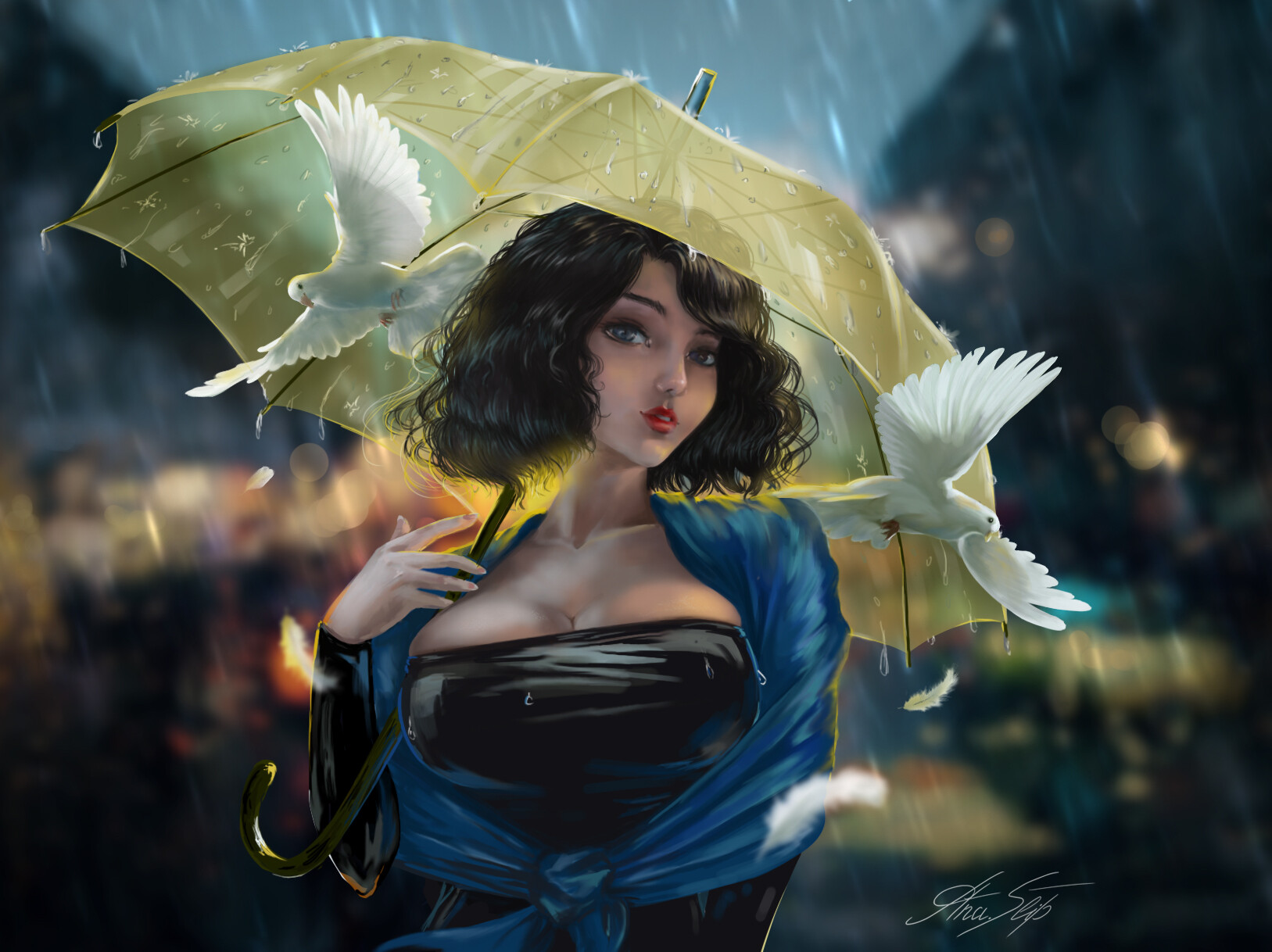 ArtStation - Girl with umbrella