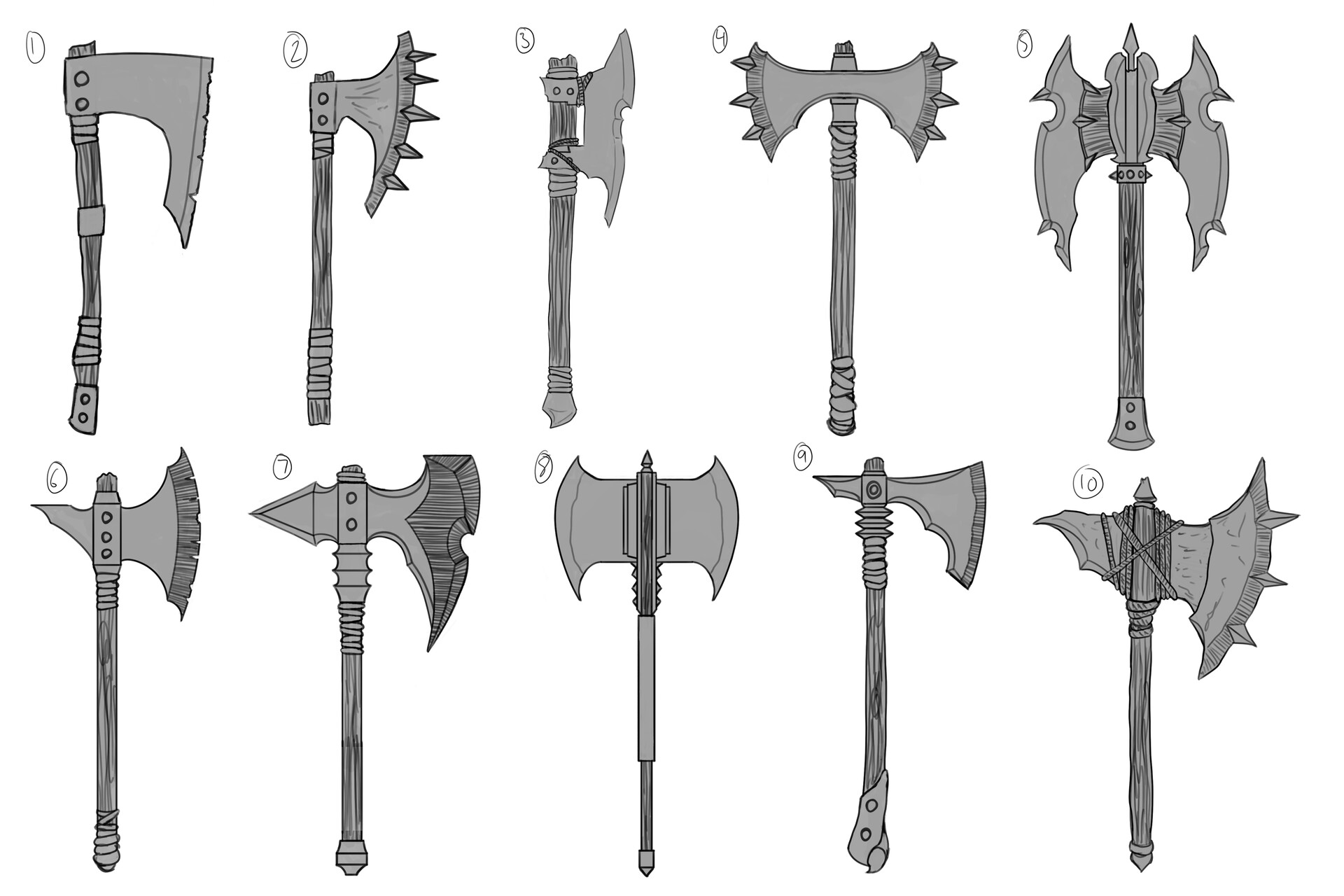 battle axe drawing reference