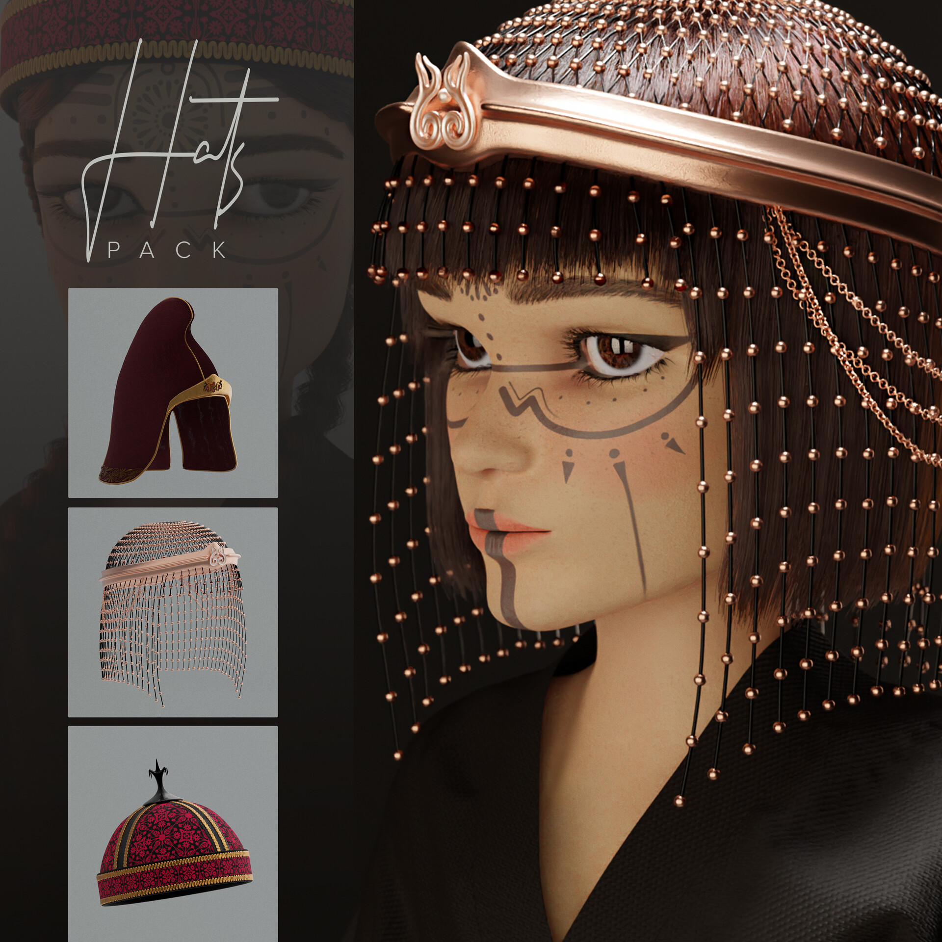 ArtStation - 3 Hats pack