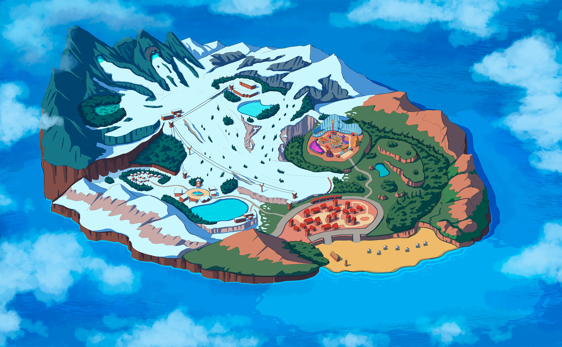 ArtStation - Snow Wonderland Map Concept