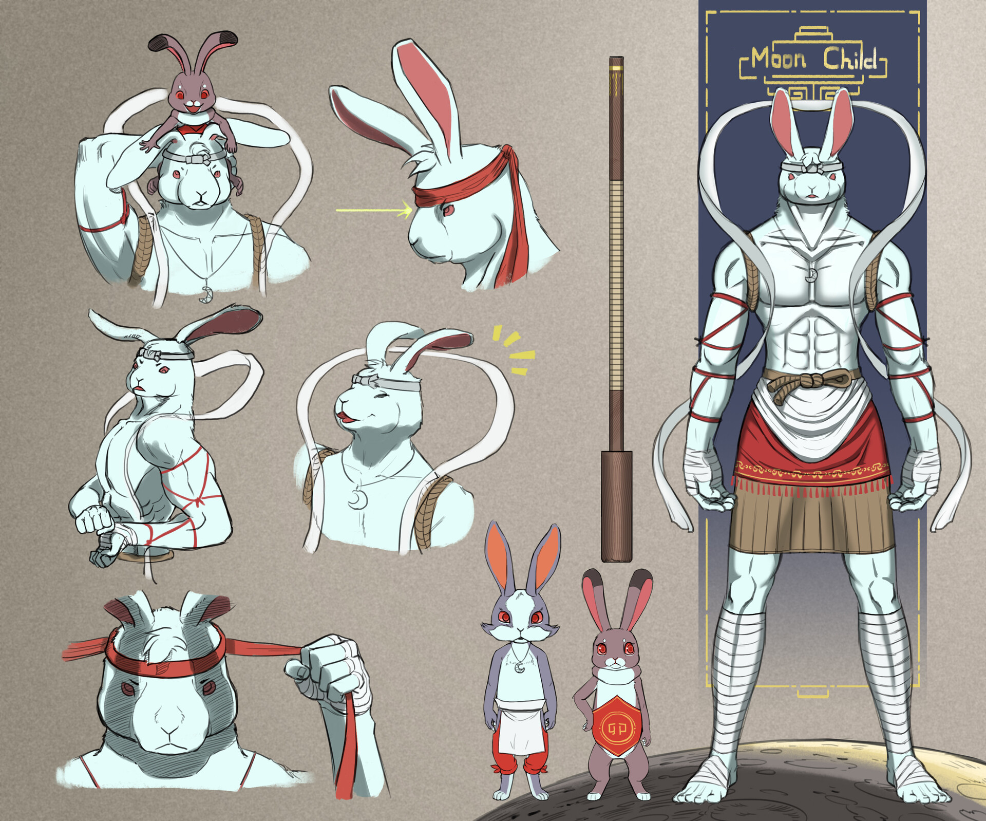 Clint Red - Moon Child - Rabbits working on the moon