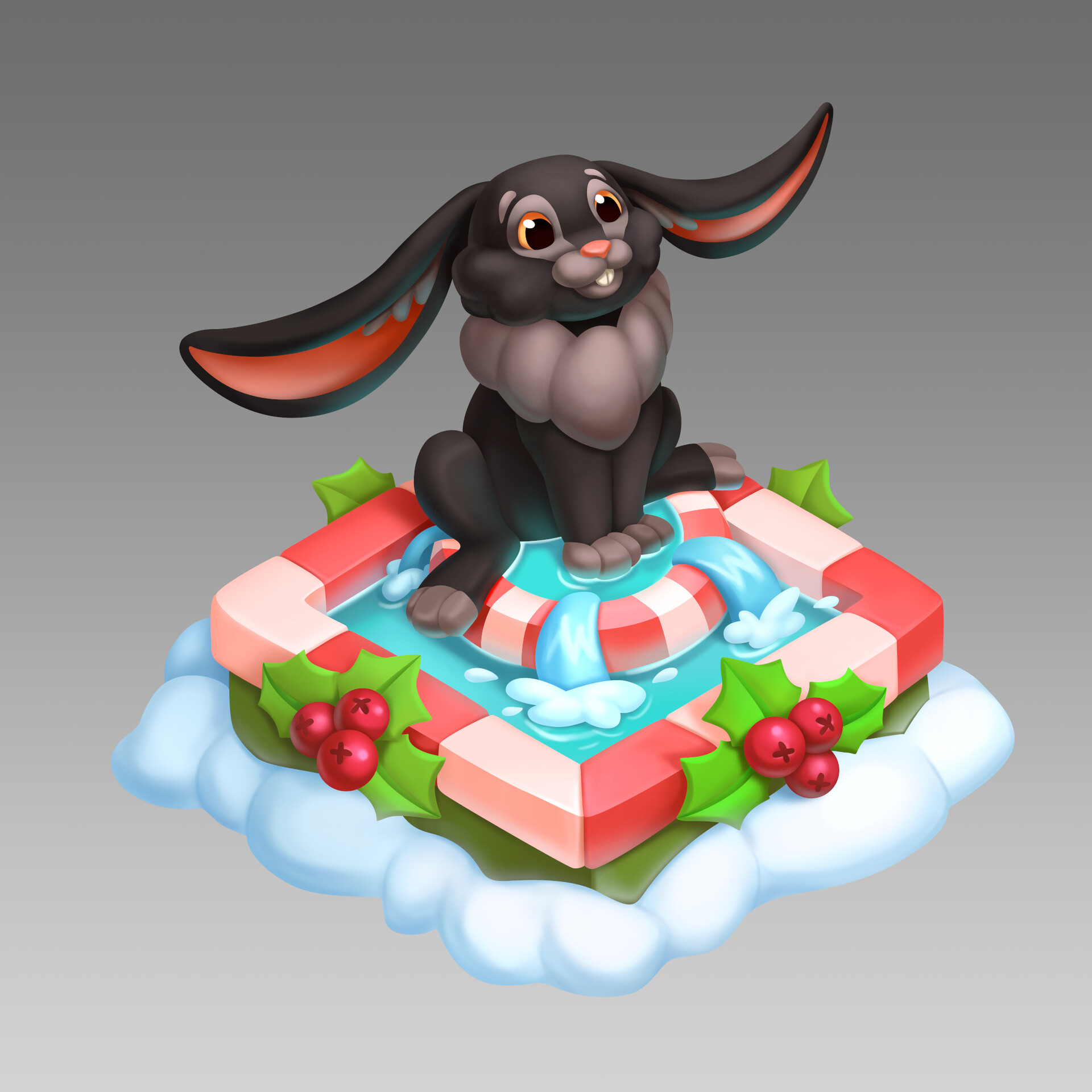 ArtStation - Black rabbit fountain (2023 New Year)