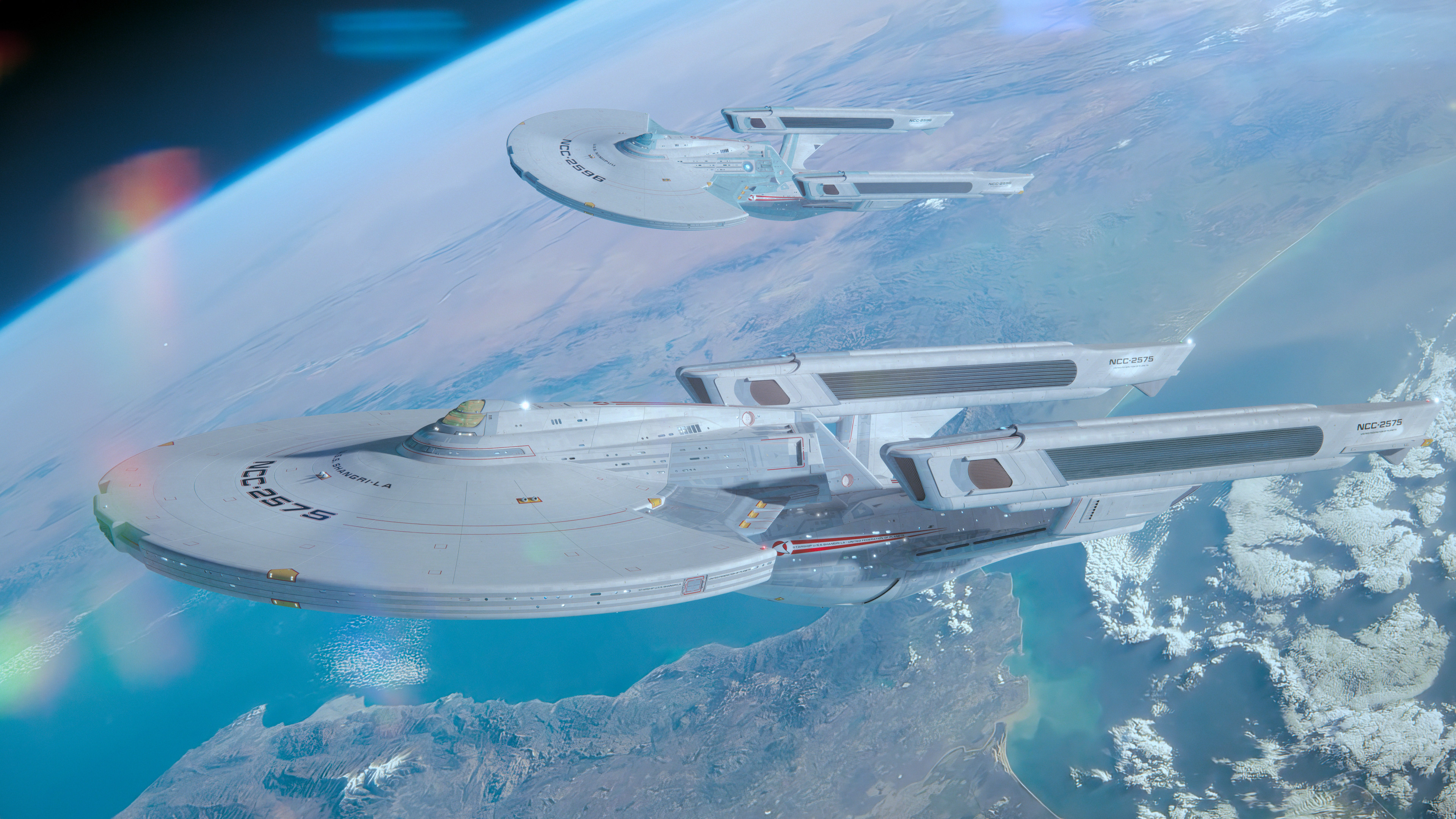 USS Shangri-La and USS Niimiipuu in orbit around Earth by Howard Day ...