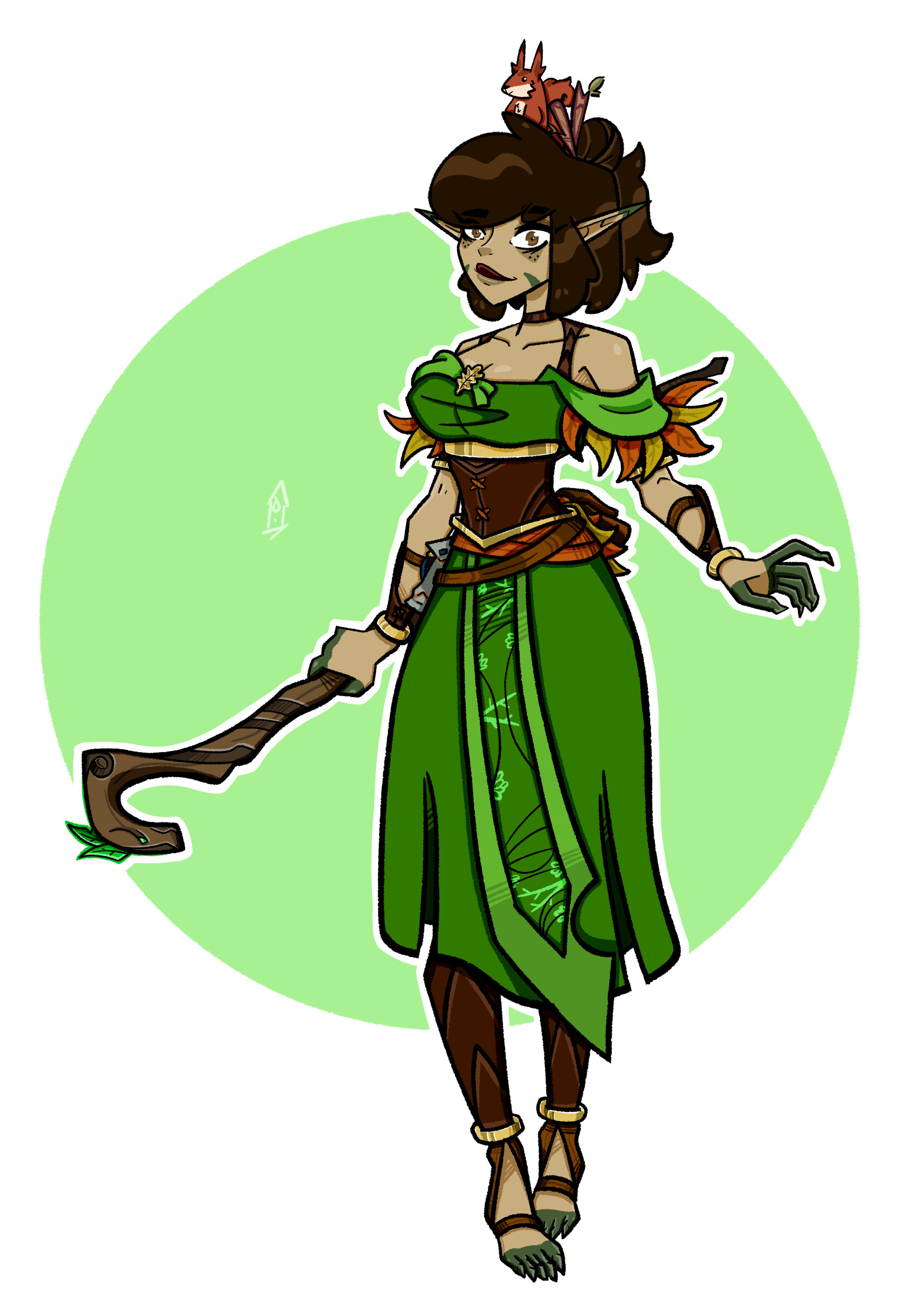 ArtStation - Thia druid Dreams circle OC D&D and staff of the python