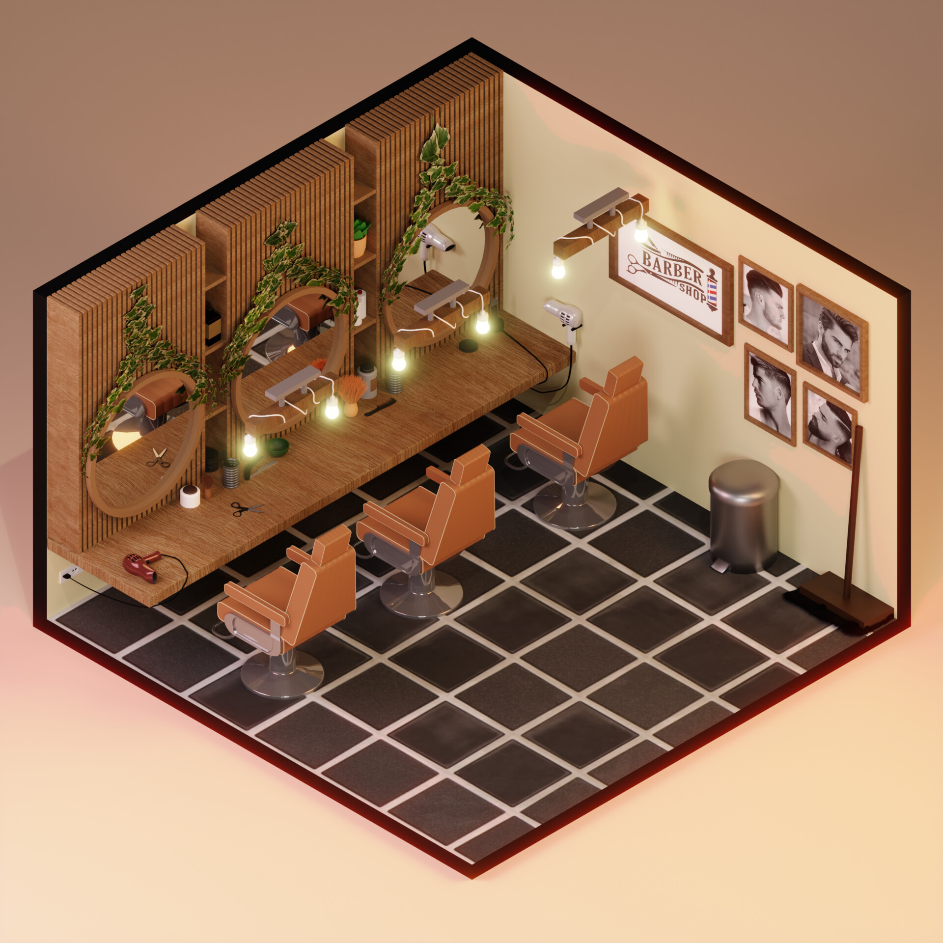 ArtStation - Isometric Barber Shop
