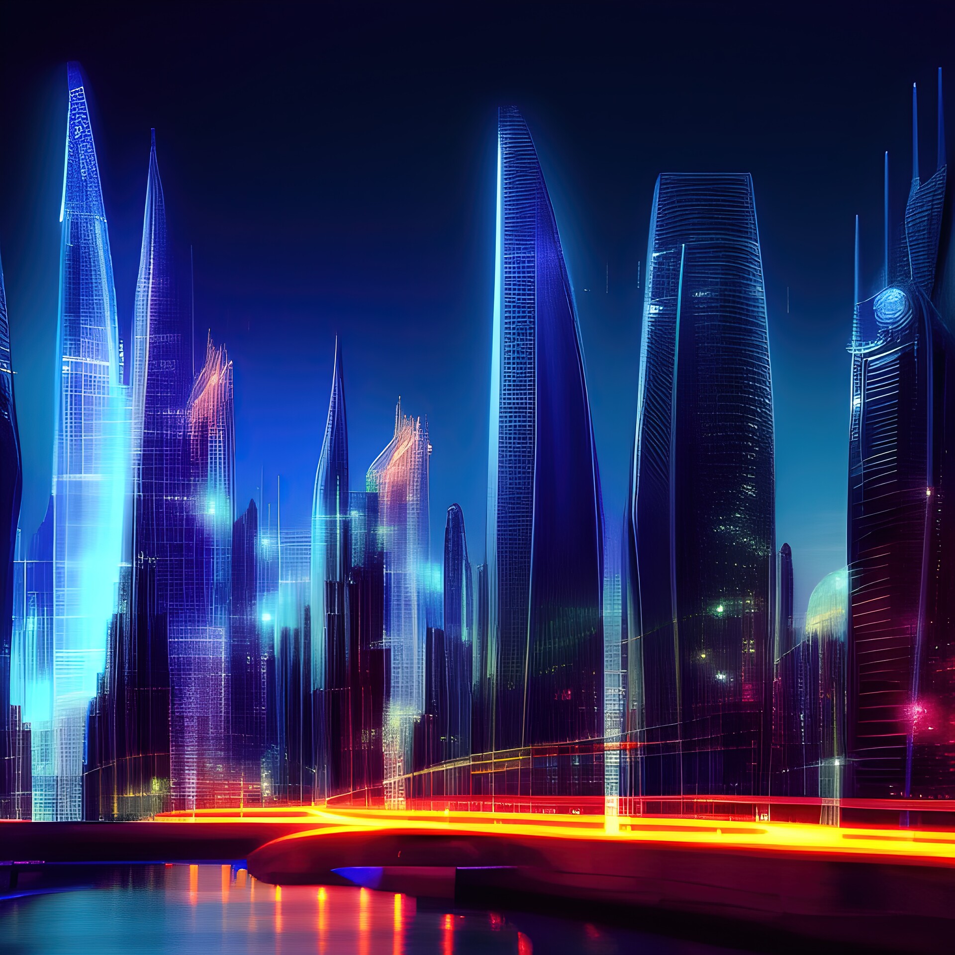 ArtStation - City at night - generative ai