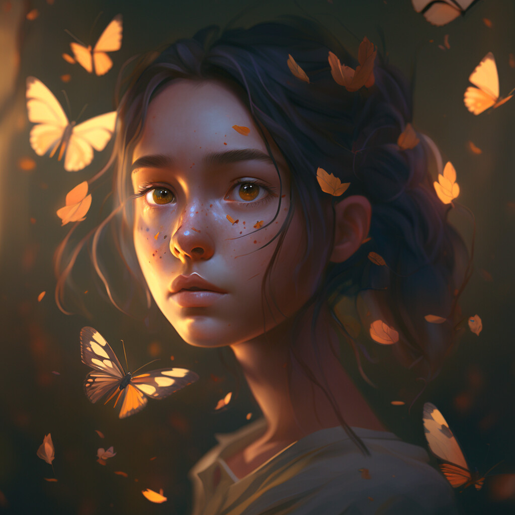 ArtStation - Butterfly Dreams: A Portrait of a Young Girl 6