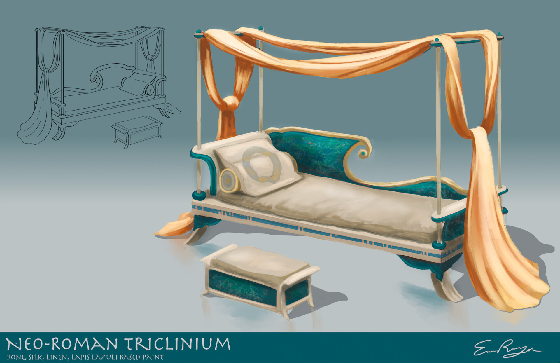 ArtStation - Neo-Roman Triclinium Furniture Concept Art