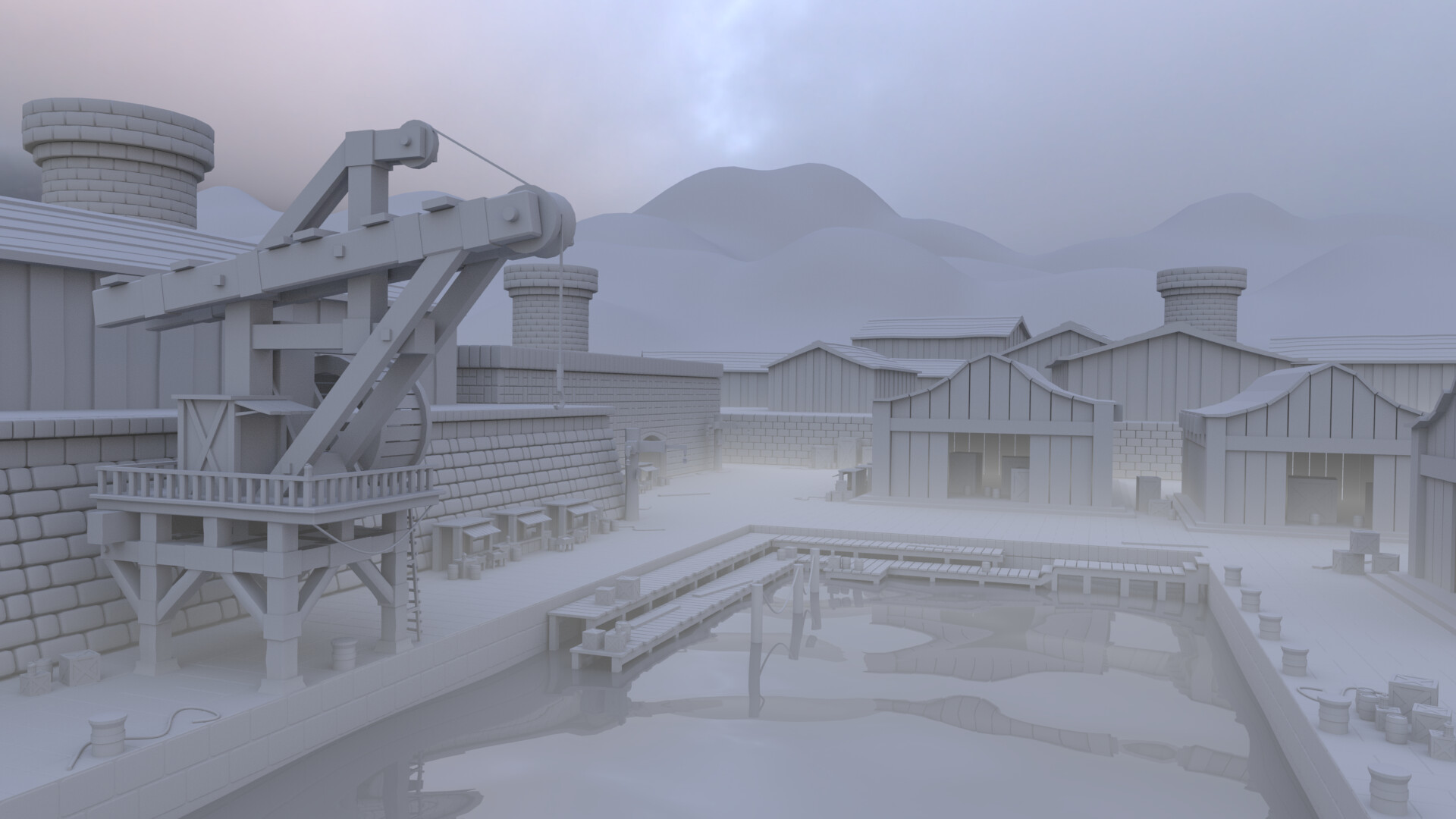 ArtStation - Wellington Medieval Dock Scene - 3D Scene Modeling (University Assignment)