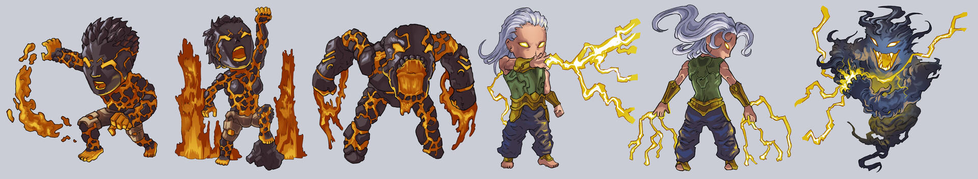 ArtStation - DND Magma and Storm Elemental Characters