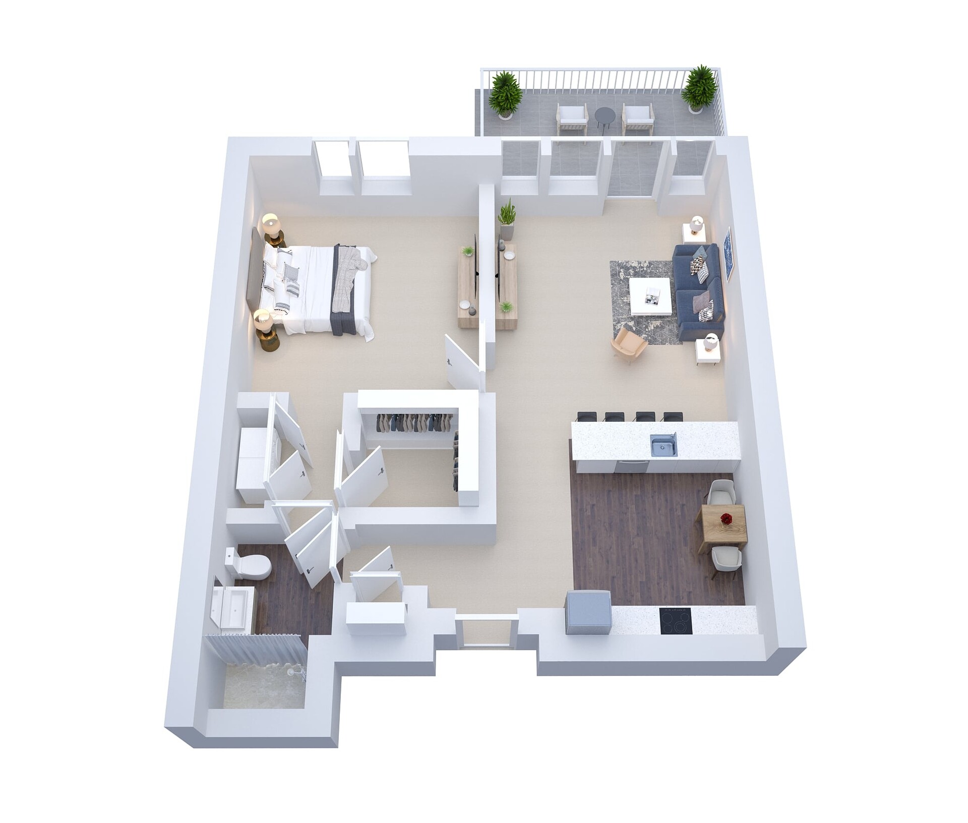 The 2D3D Floor Plan Company - 3D Floor Plans for 1-Bedroom Apartments