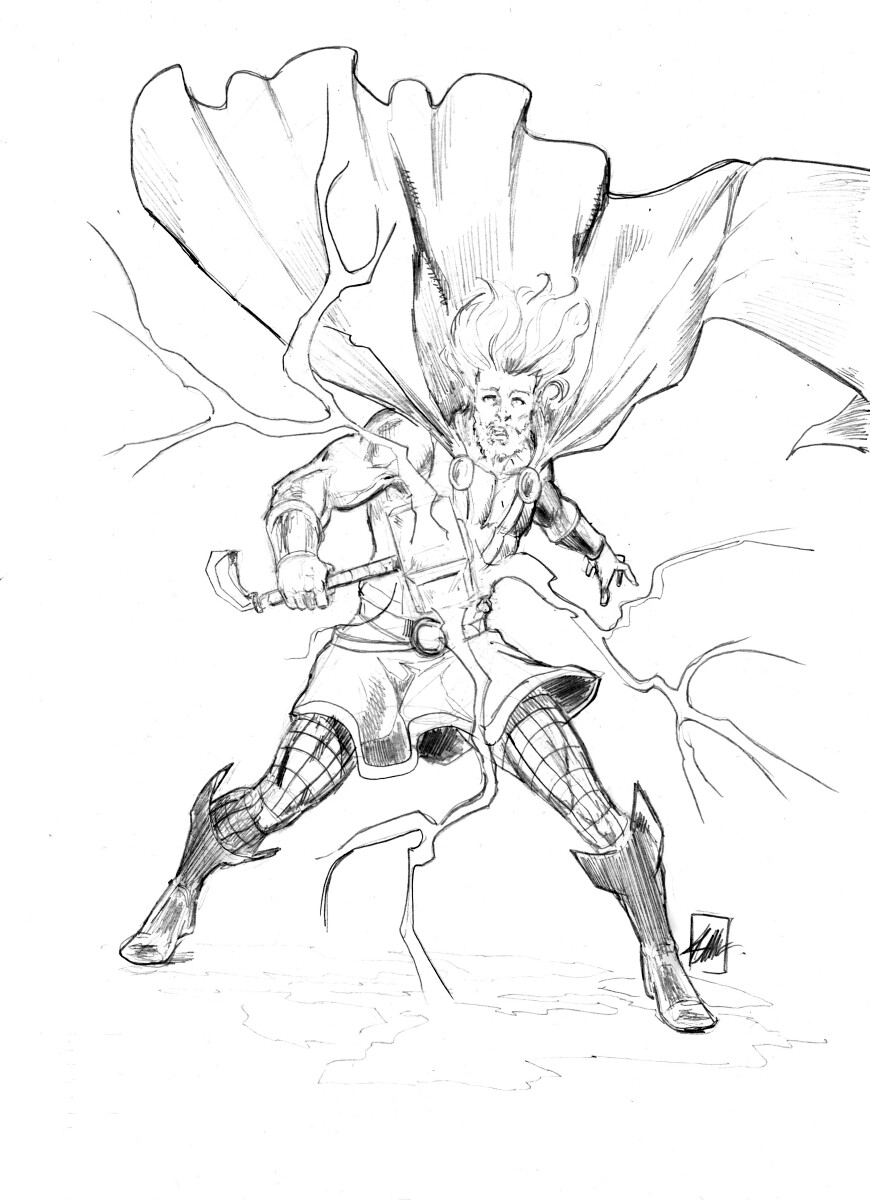 ArtStation - Quick sketch of Thor_