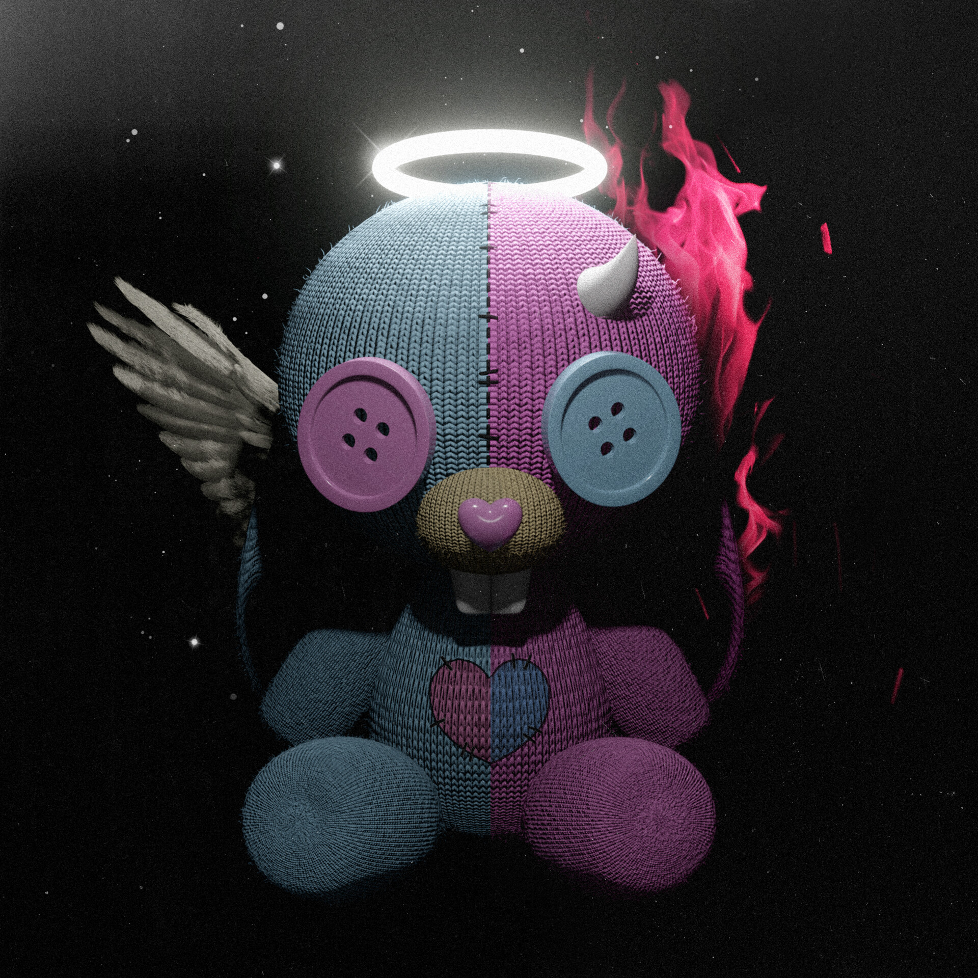 ArtStation - Angel/Devil Bunny - 3D Renders