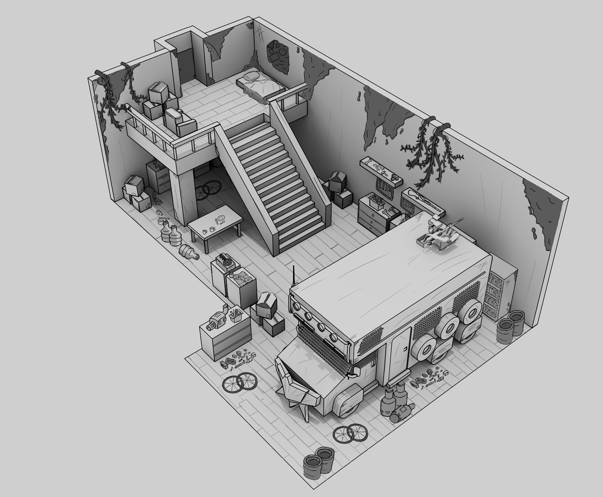 ArtStation - Post Apocalyptic Interior Concept