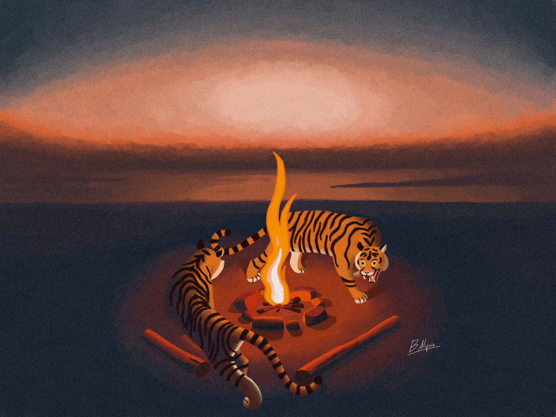 ArtStation - Tigers at Shore