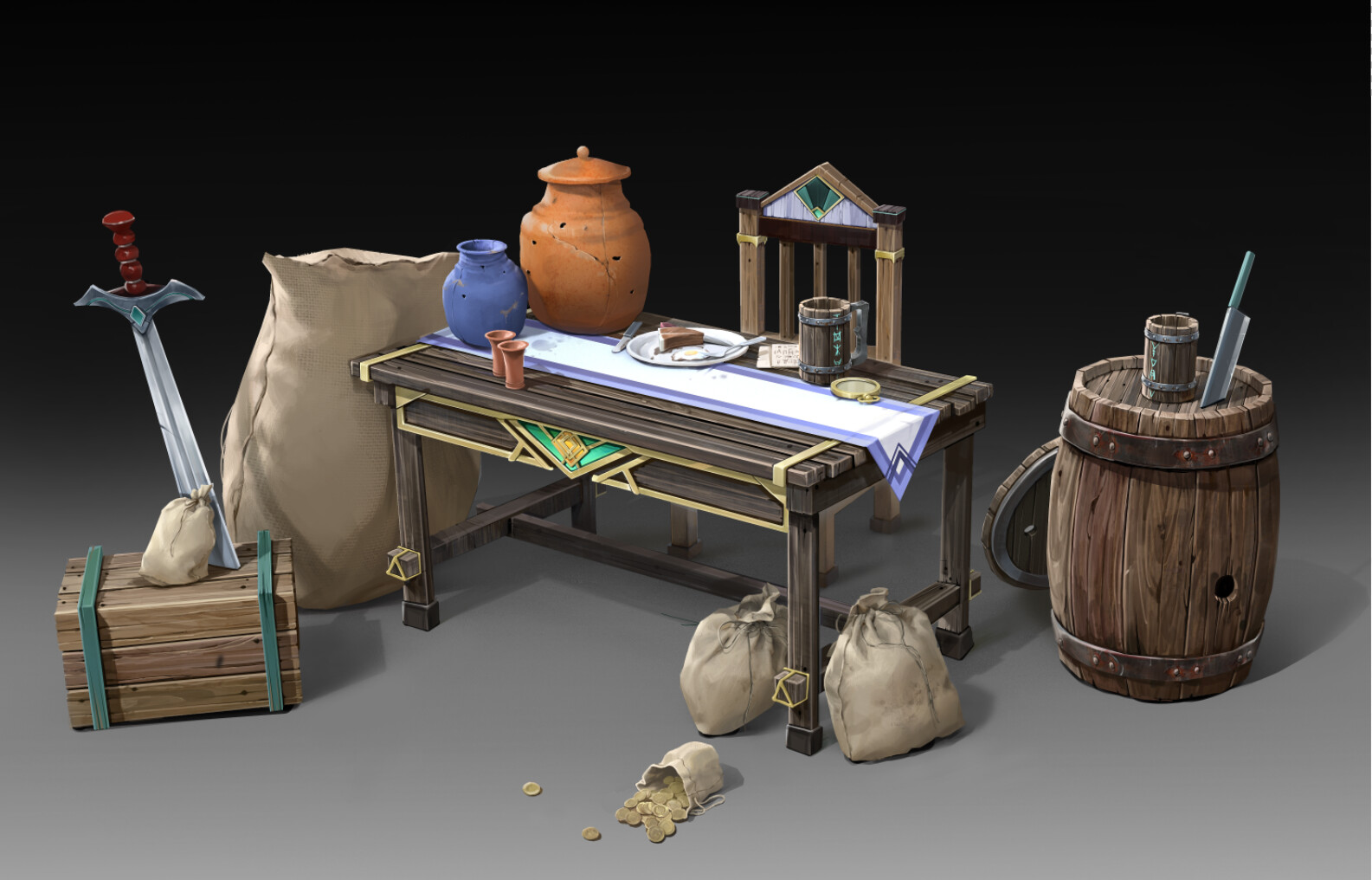 ArtStation - Medieval desk Prop