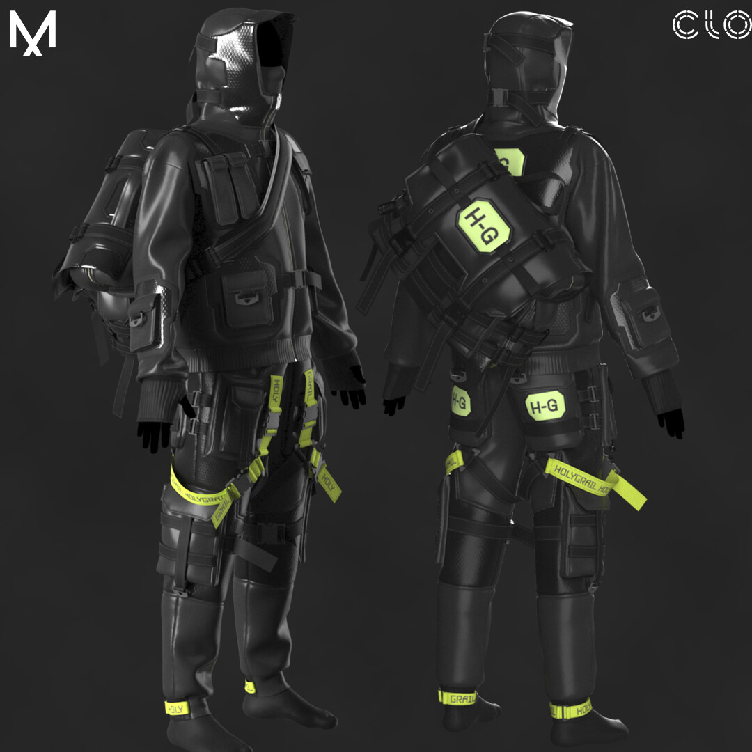 ArtStation - TECHWEAR OUTFIT MALE OBJ mtl FBX ZPRJ