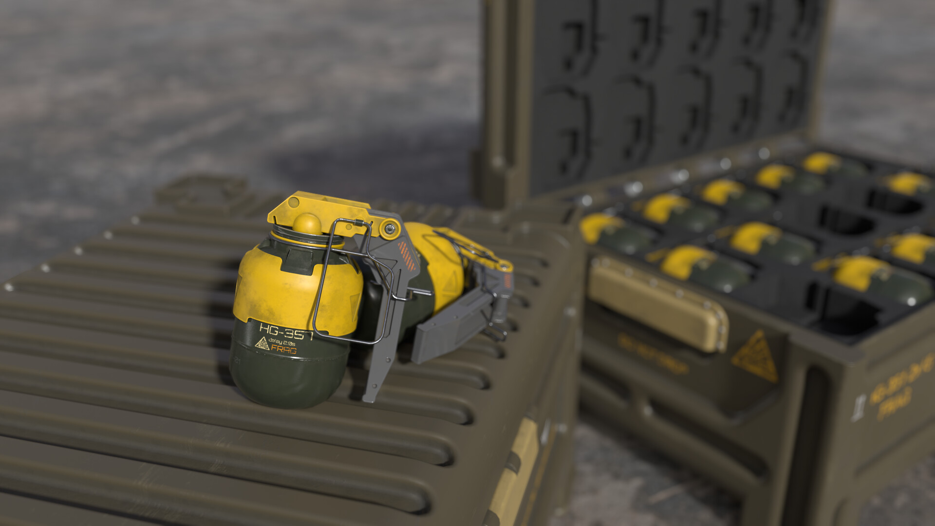 ArtStation - Hand grenades in storage box