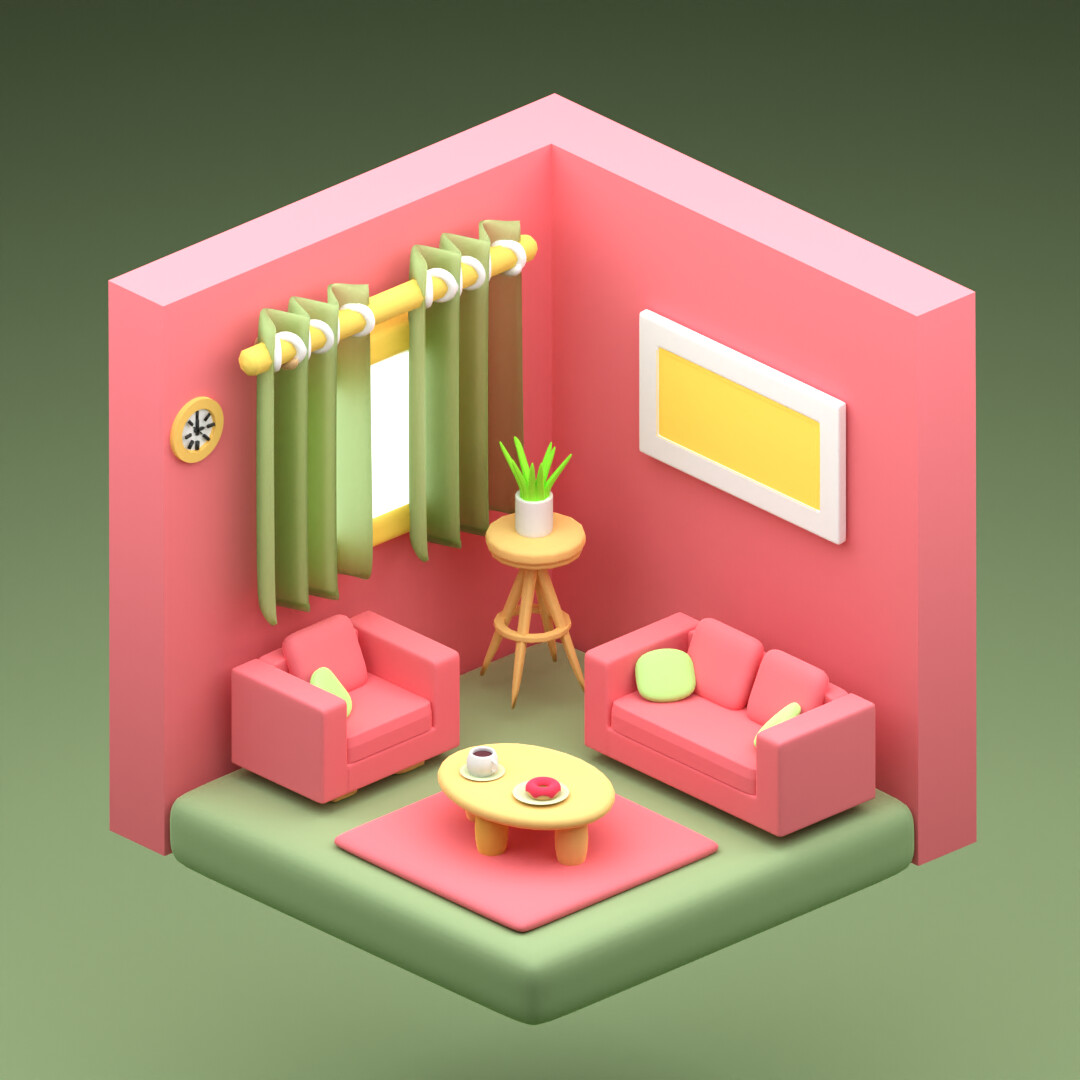 ArtStation - Cartoon Living Room