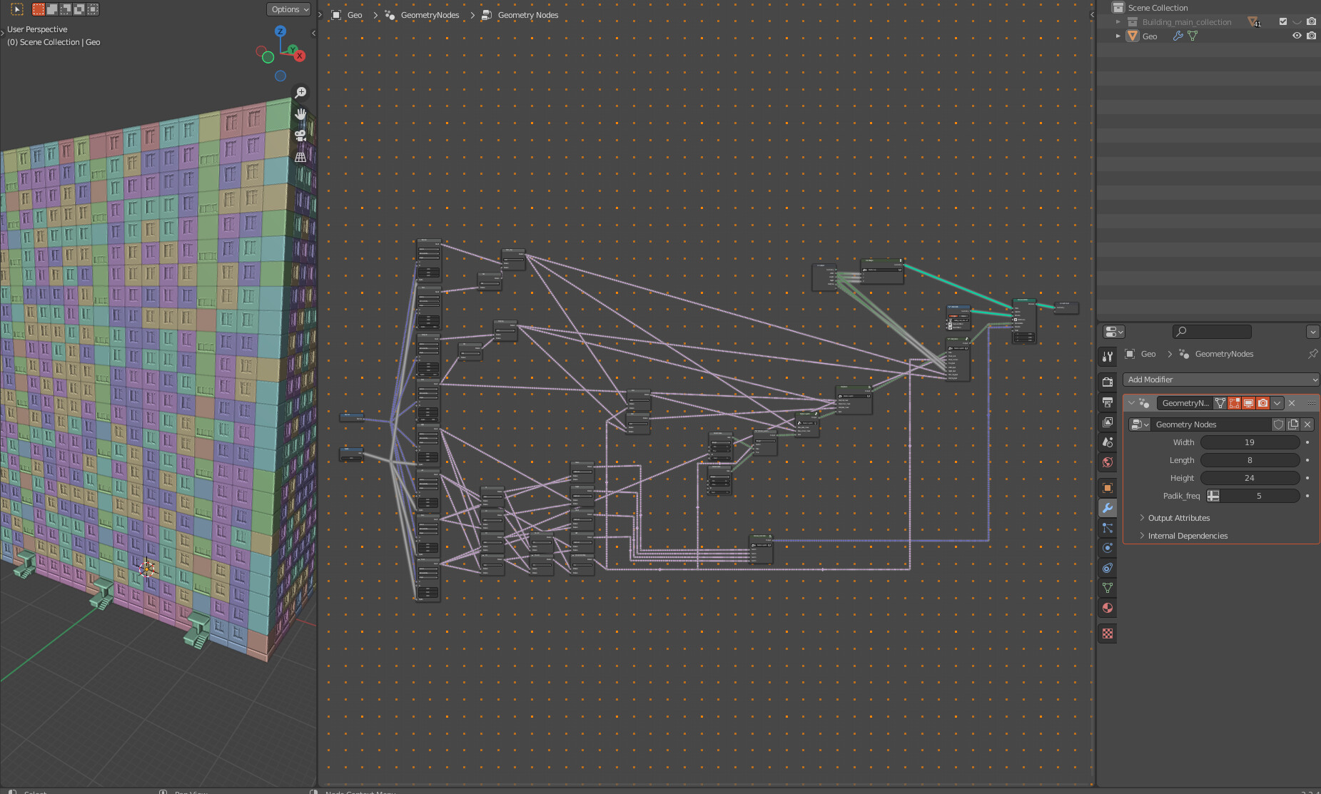 Wotsoon - Procedural panel houses using Geometry Nodes in Blender