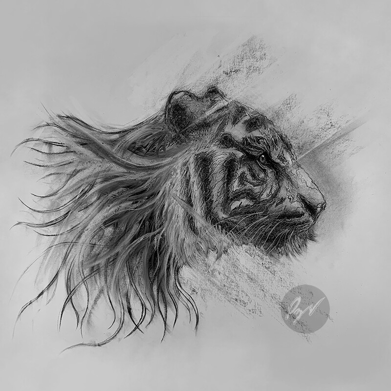 ArtStation - Charcoal drawing of a Bengal Tiger