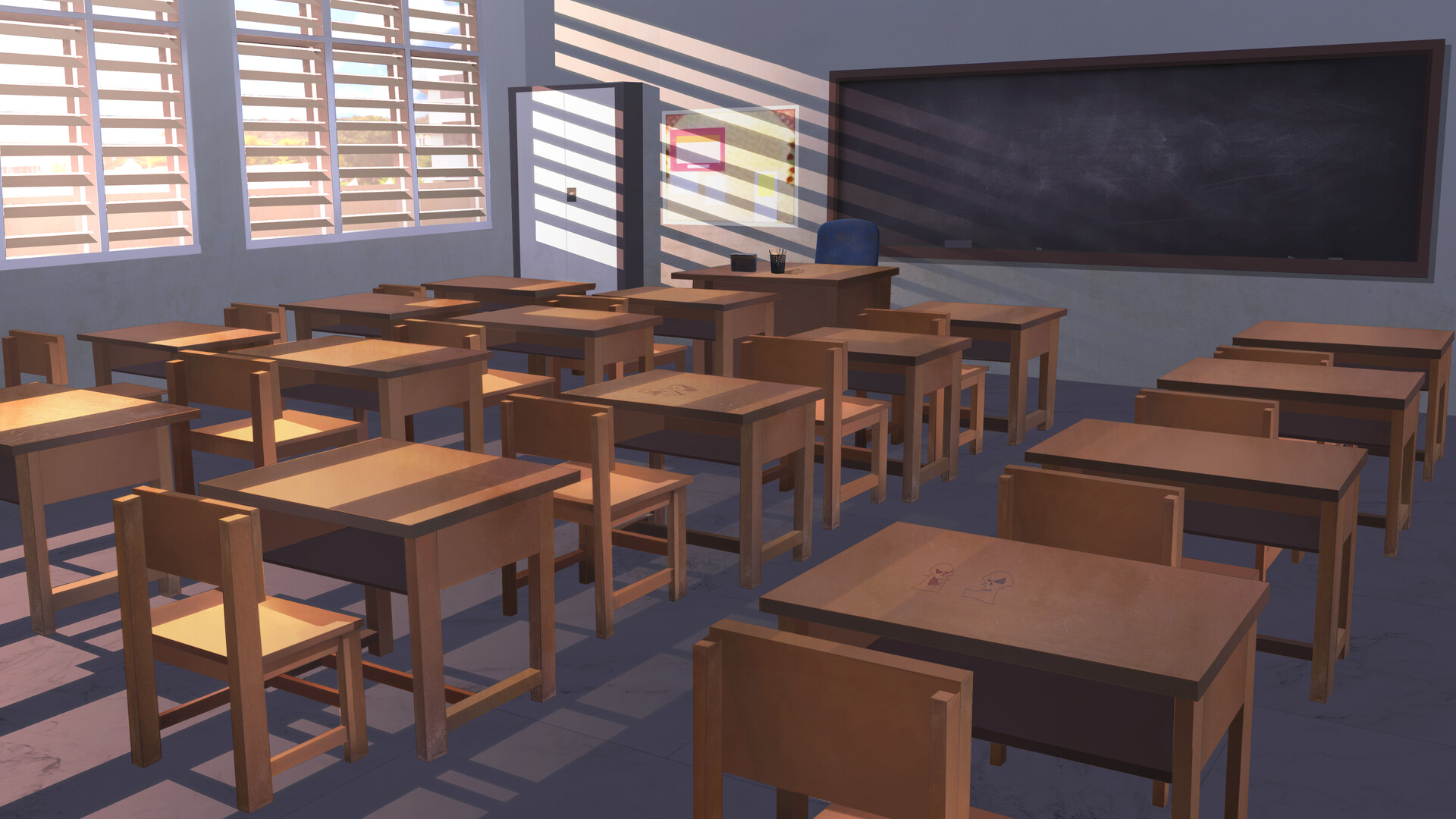 ArtStation - Anime Classroom Environment Art