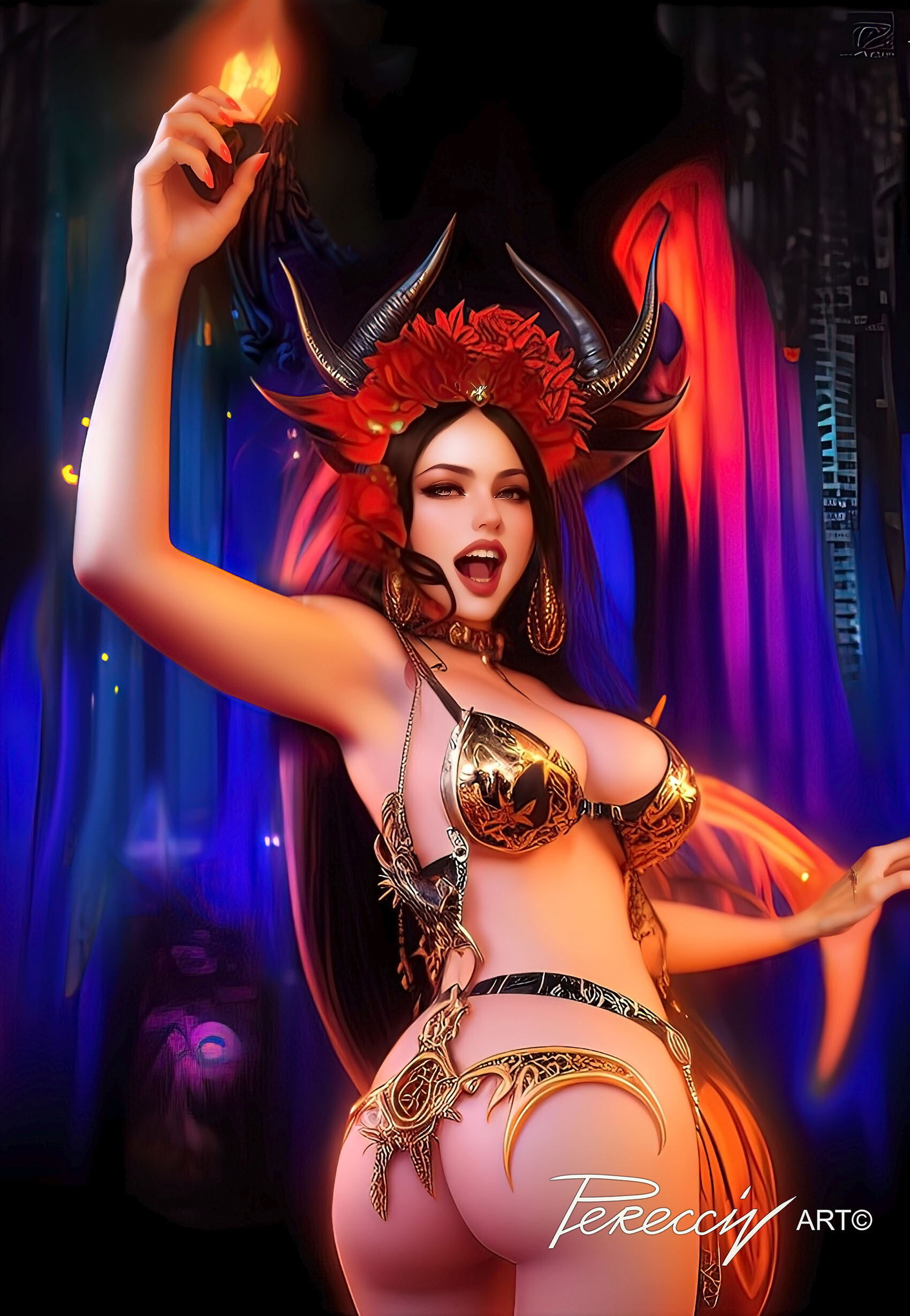 ArtStation - Beautiful Fire Demoness - 202302283.