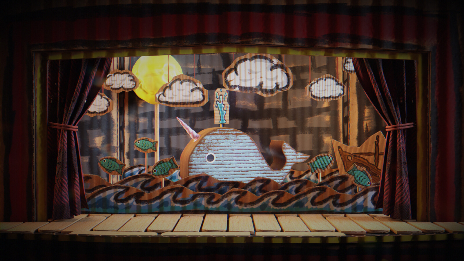 Oliver Johnston - Three "Crafted" Cardboard Theatre Dioramas