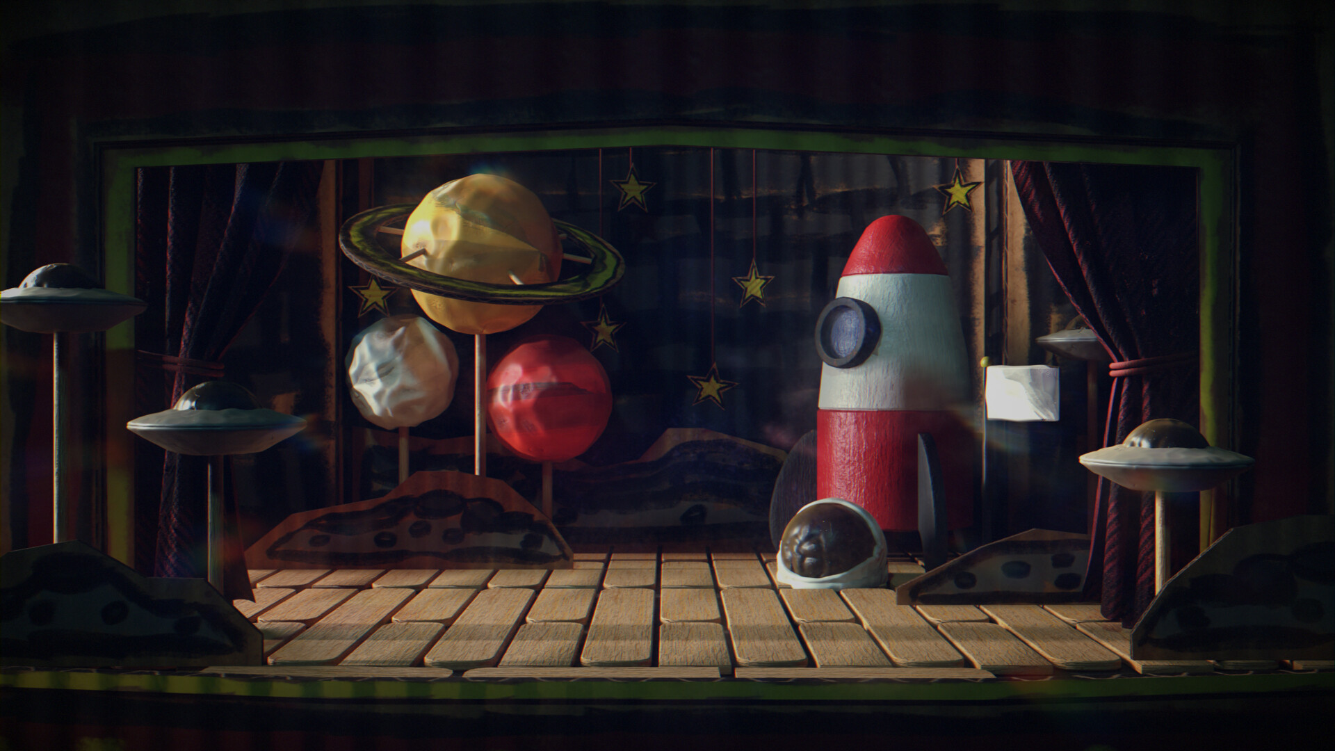 Oliver Johnston - Three "Crafted" Cardboard Theatre Dioramas