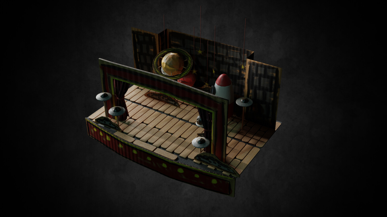 Oliver Johnston - Three "Crafted" Cardboard Theatre Dioramas