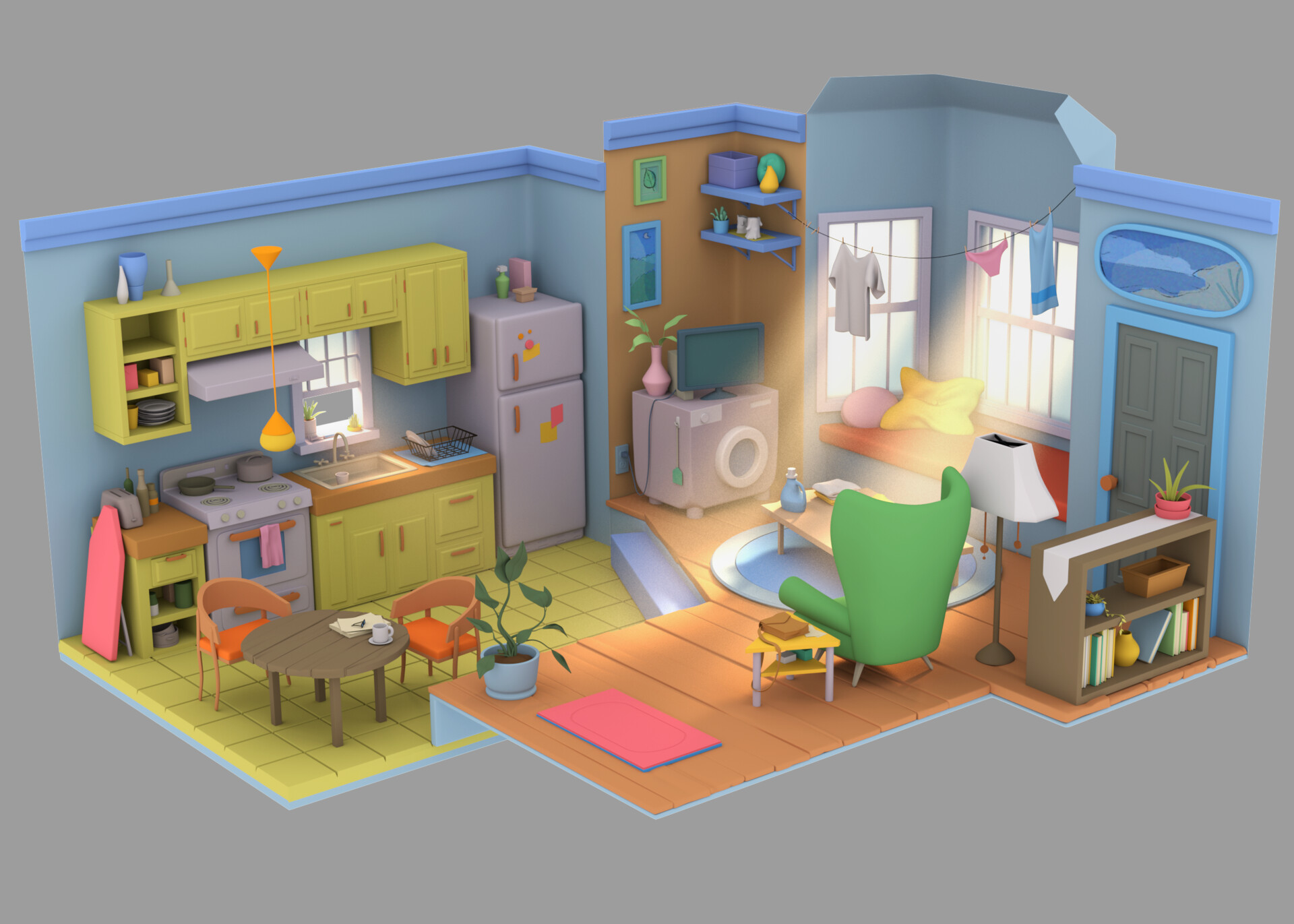 ArtStation - Living Room/Kitchen Model
