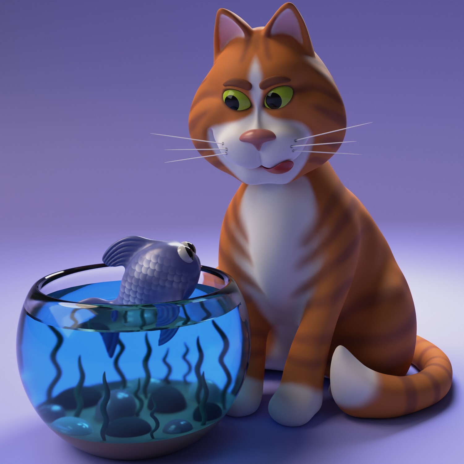 ArtStation - Cat and fish