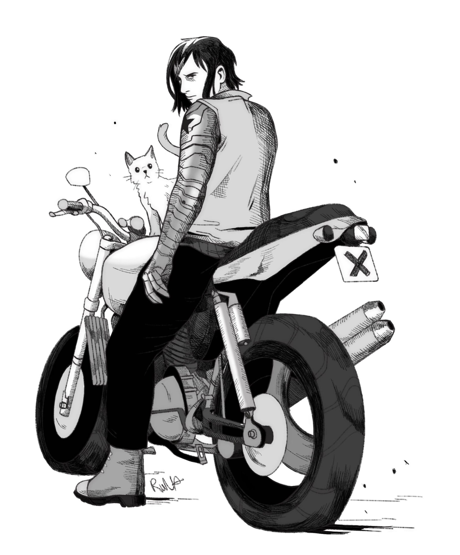 ArtStation - Bucky Barnes and his cat, Alpine