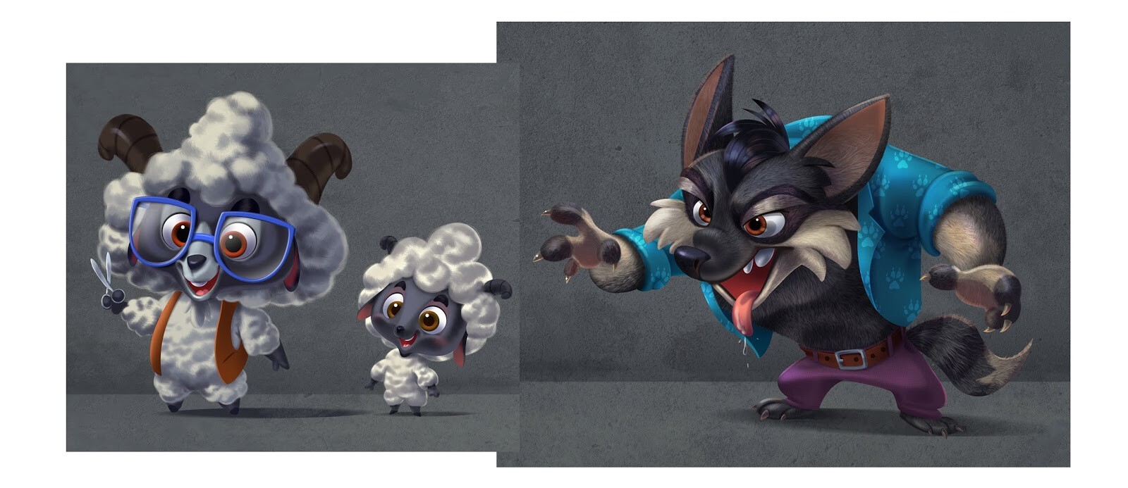 ArtStation - sheep and wolf character designs for qatar foundations siraj