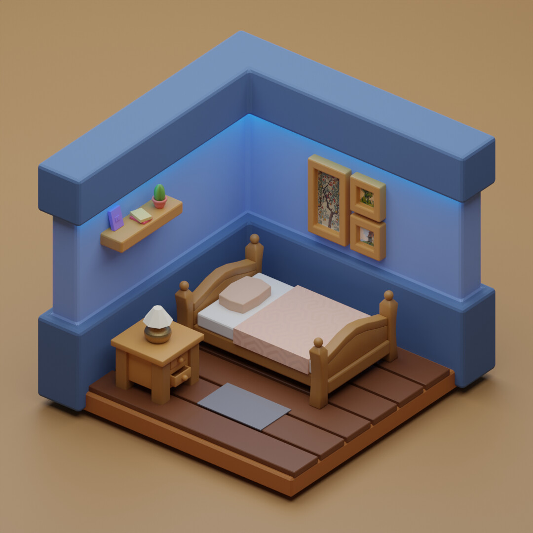 ArtStation - isometric bedroom