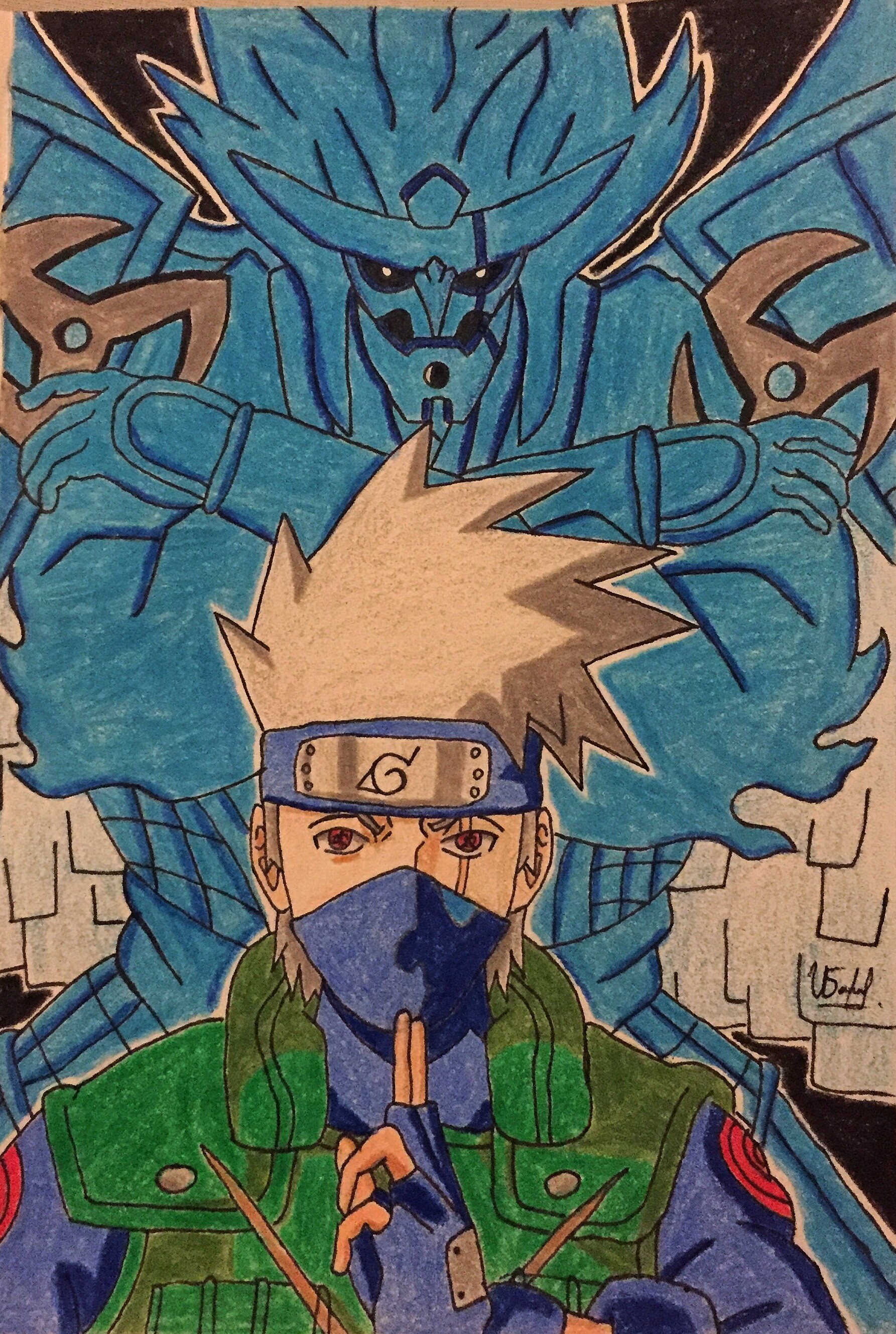 how to draw kakashi susanoo