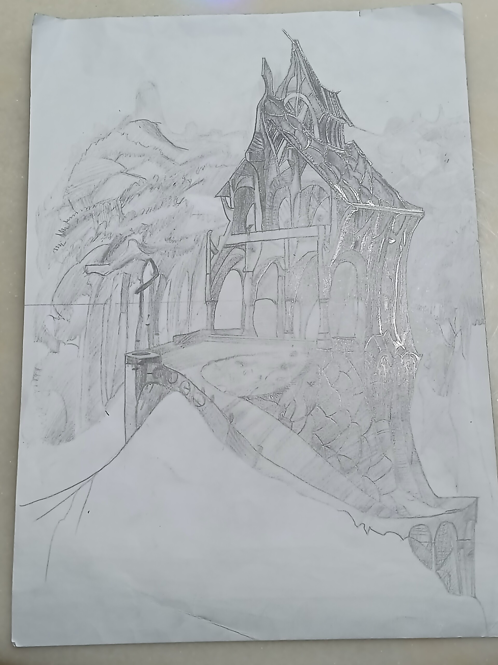 ArtStation - Fantasy Building Perspective Drawing