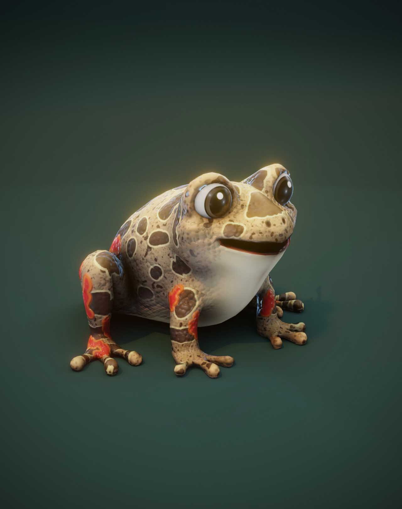 ArtStation - Cartoon Red-legged Frog with Facial Expressions and 12 ...