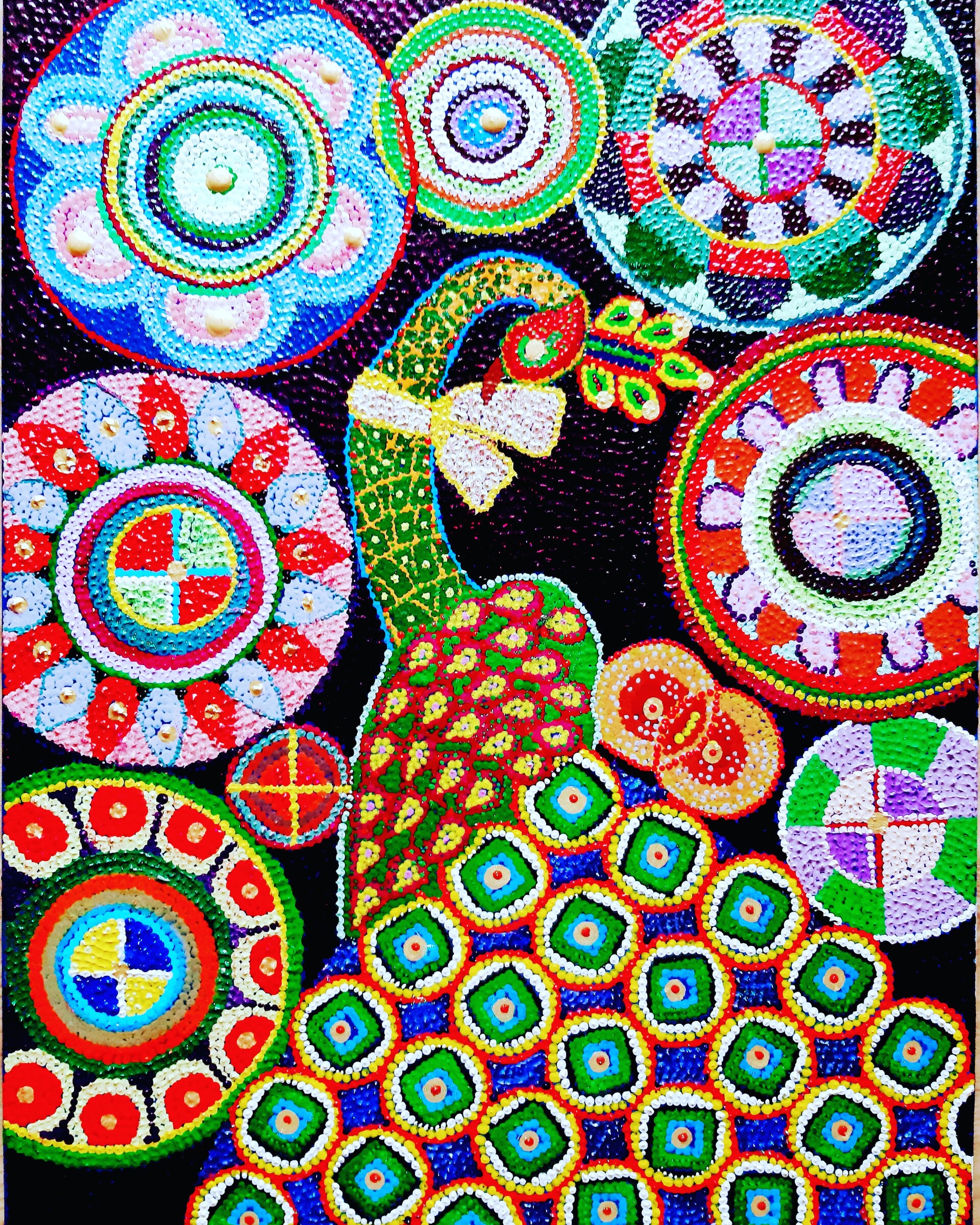 ArtStation - Wirujące kolory" Mandala na podobraziu 60x80 cm. Akryle i ...