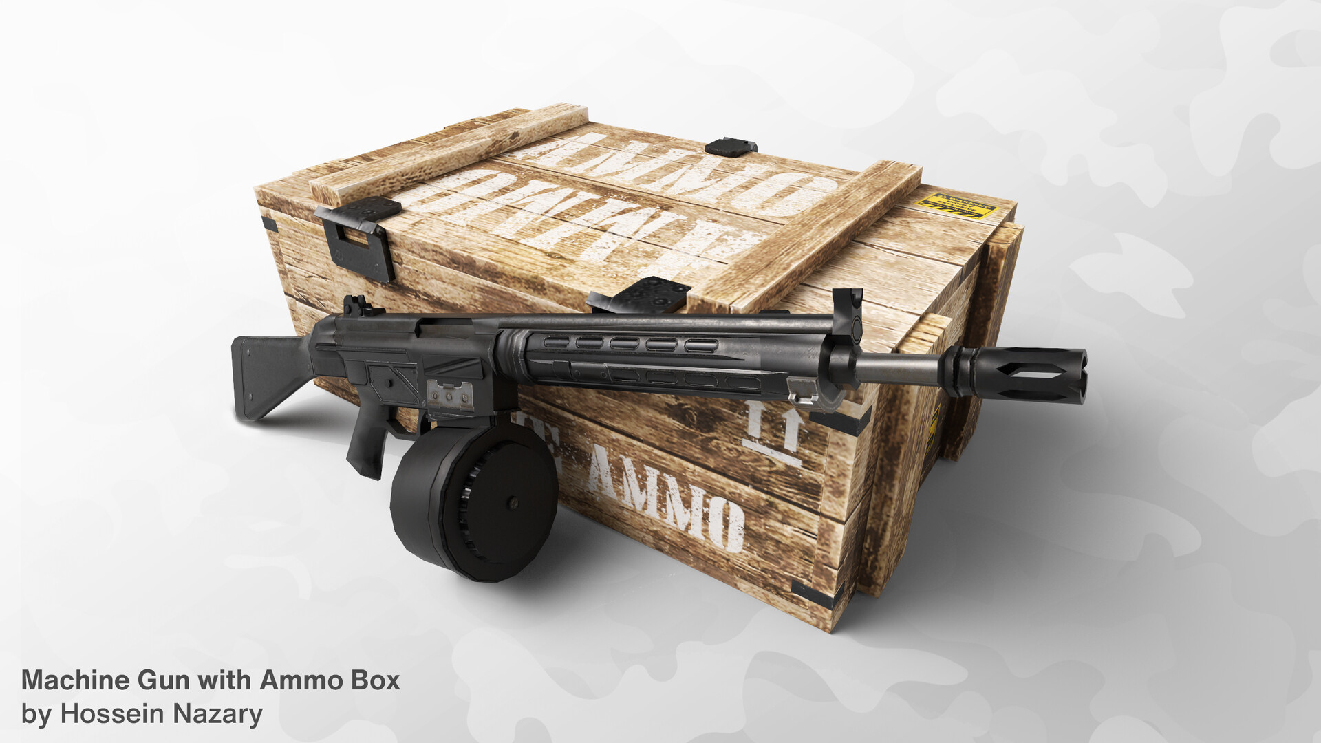 Hossein Nazary - Machine Gun with Ammo Crate (Low Poly)