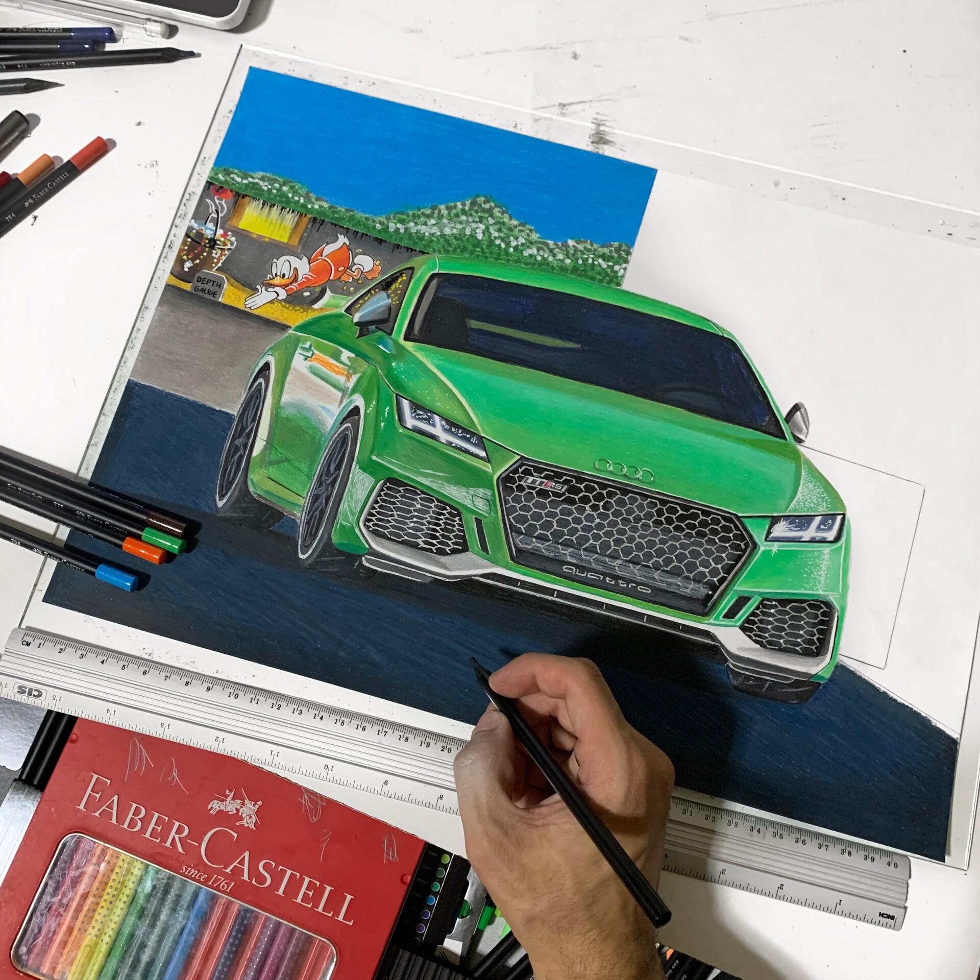 ArtStation - Green Audi TTRS drawing