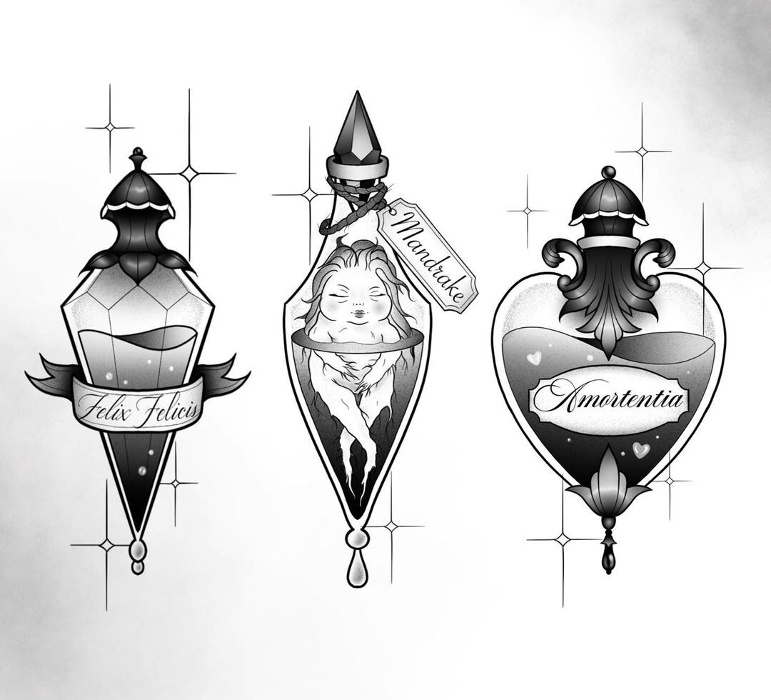 Perfume Bottle Tattoo Designs