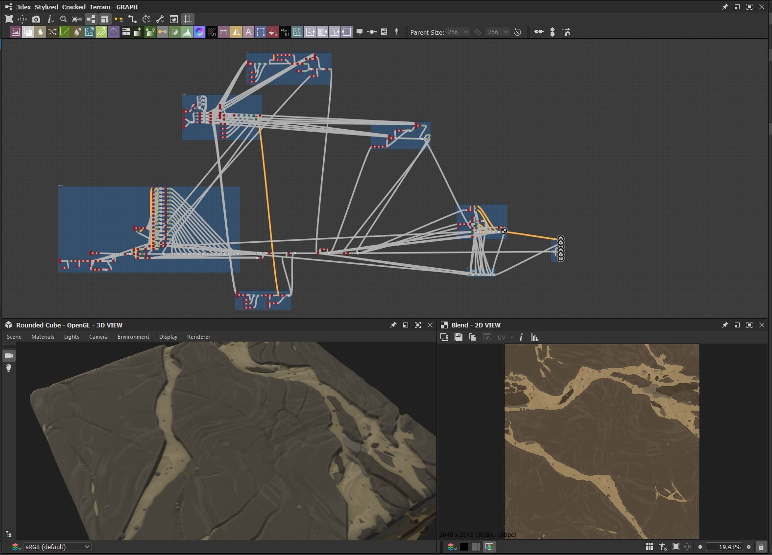 3dExtrude Tutorials - Stylized Cracked Terrain - Substance 3D Designer