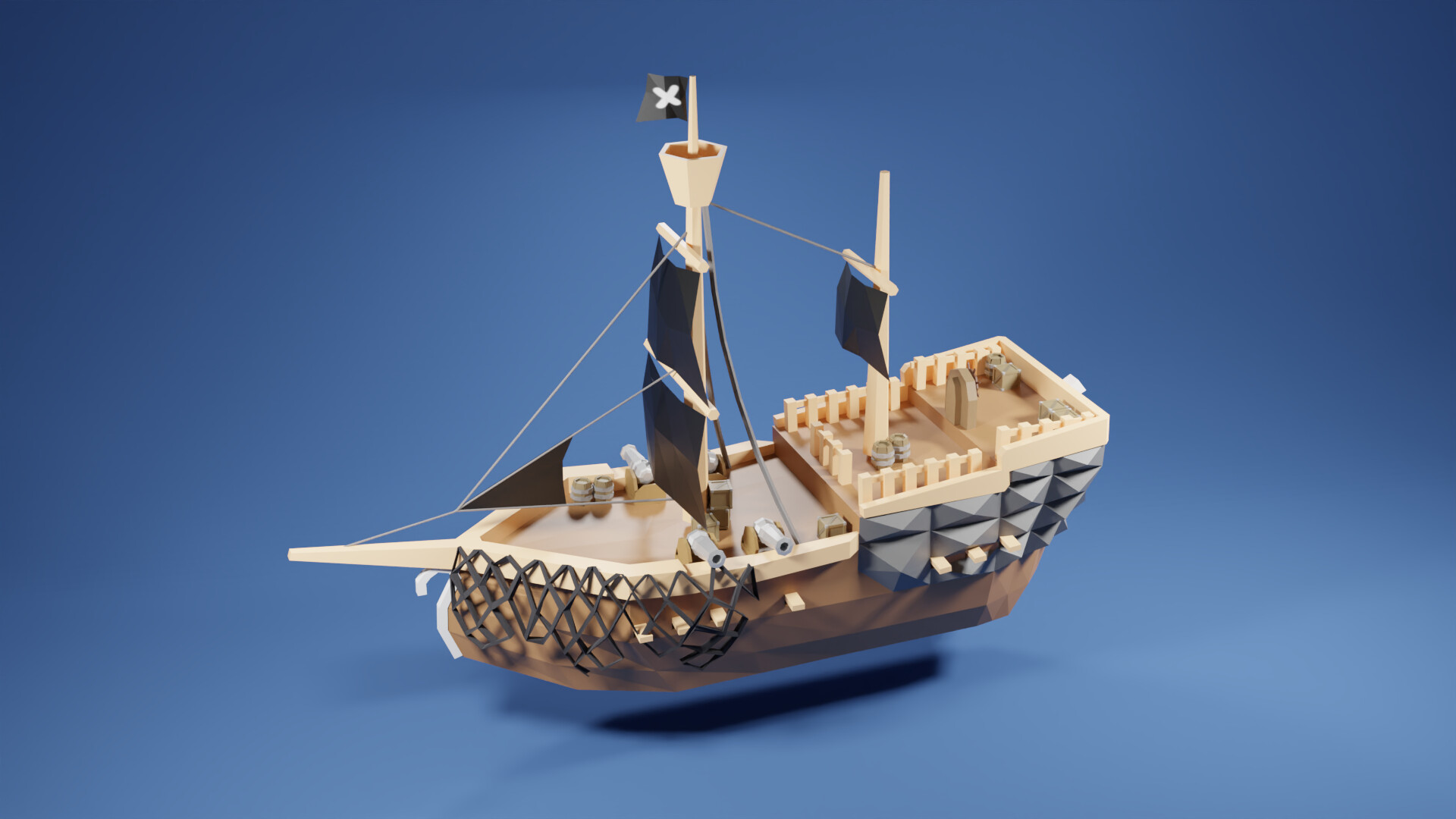 ArtStation - Low Poly Pirate Ship | Stylized | upgraded :D