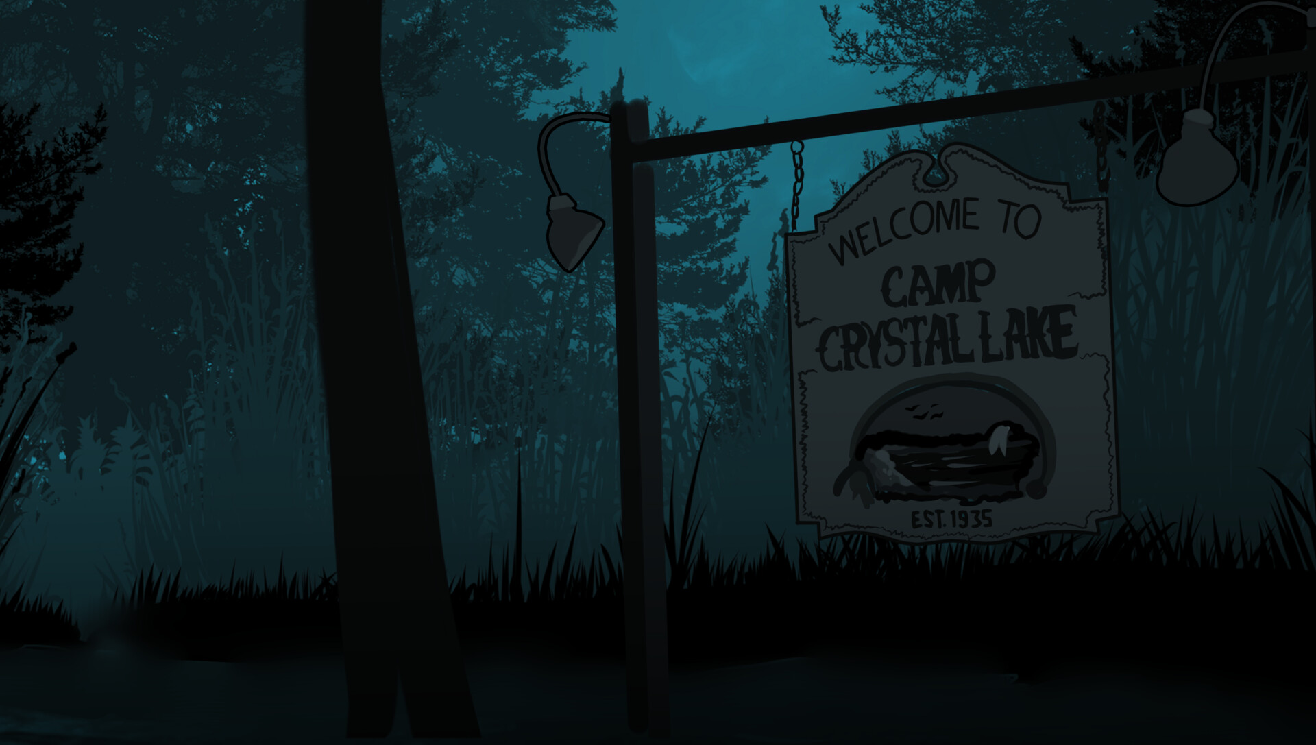 ArtStation - friday the 13th camp entrance background